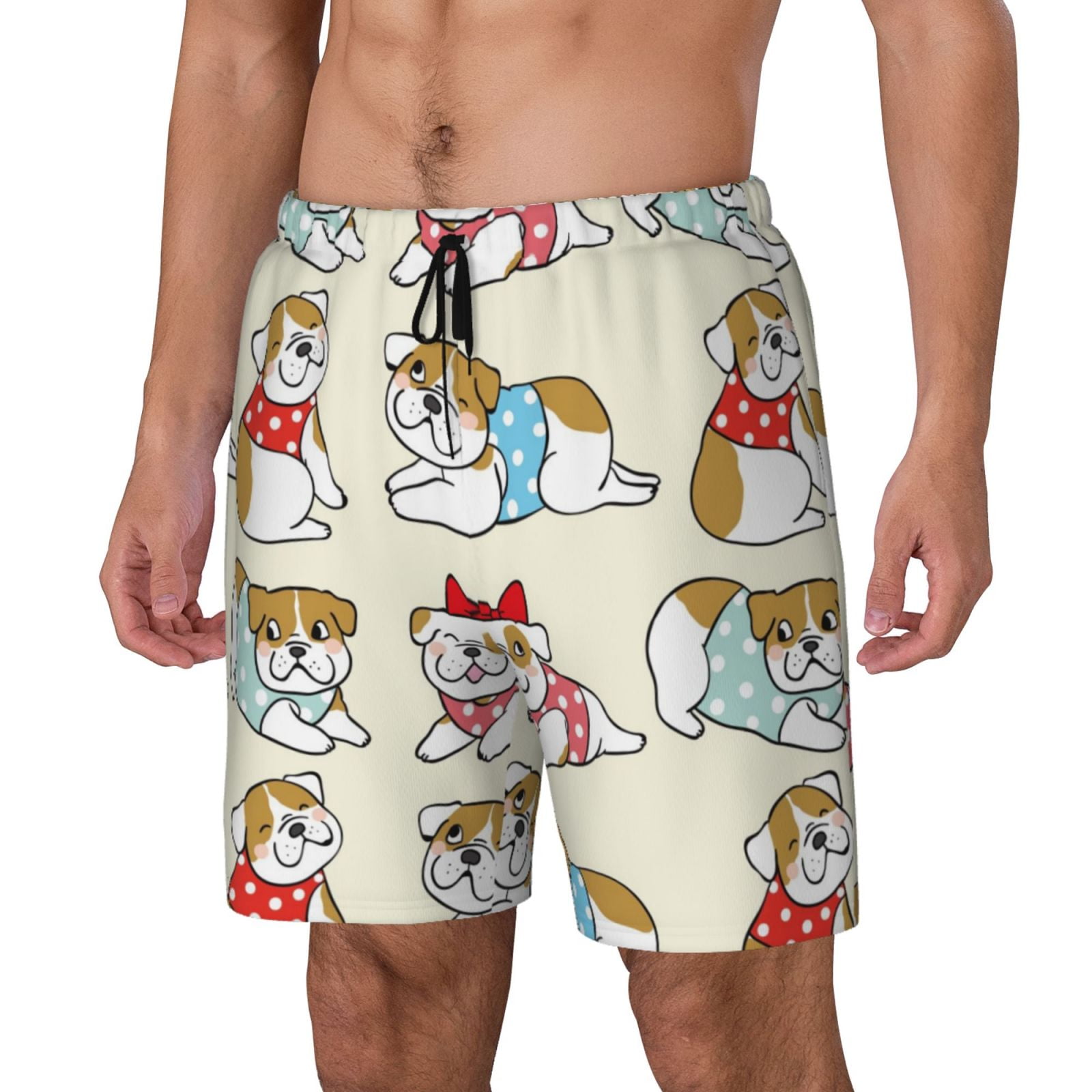 Vsdgher Cute Bull Dog for Mens Swim Trunks with Compression Liner Swim ...