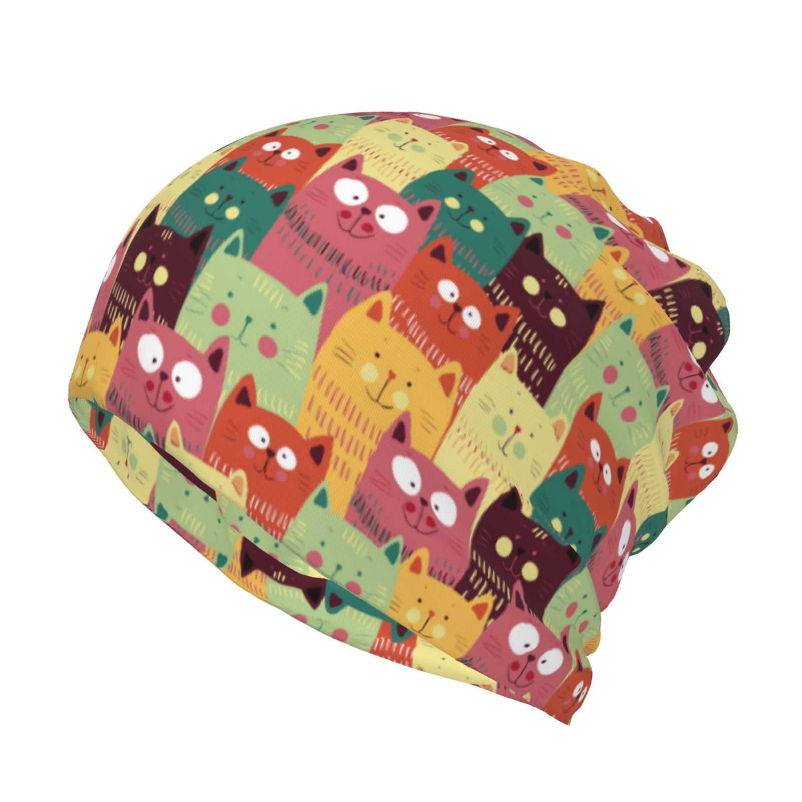 Vsdgher Cute Cartoon Cat Slouchy Beanie Hat for Men/Women, Skull Cap ...