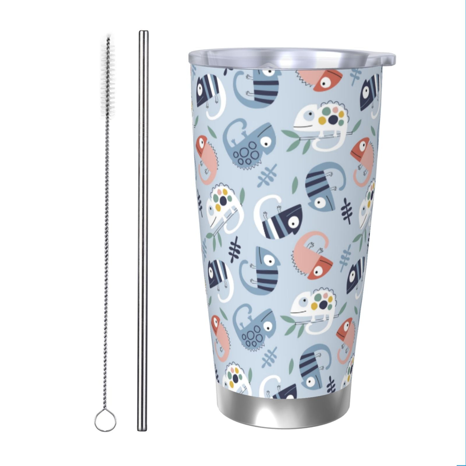 Vsdgher Cute Chameleons On Blue 20 Oz Stainless Steel Vacuum Insulated ...