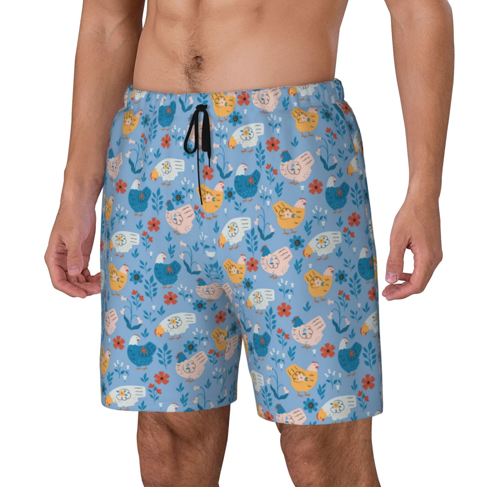 Vsdgher Cute Chickens and Flowers for Mens Swim Trunks with Compression ...