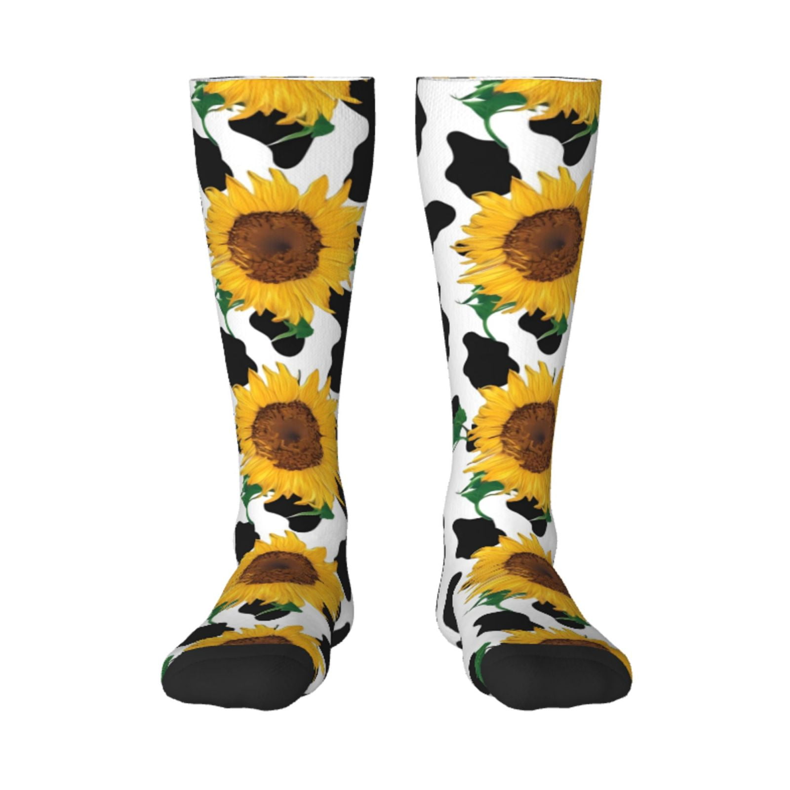 Vsdgher Cute Cow Print Sunflower B Print Thigh High Socks Extra Long ...