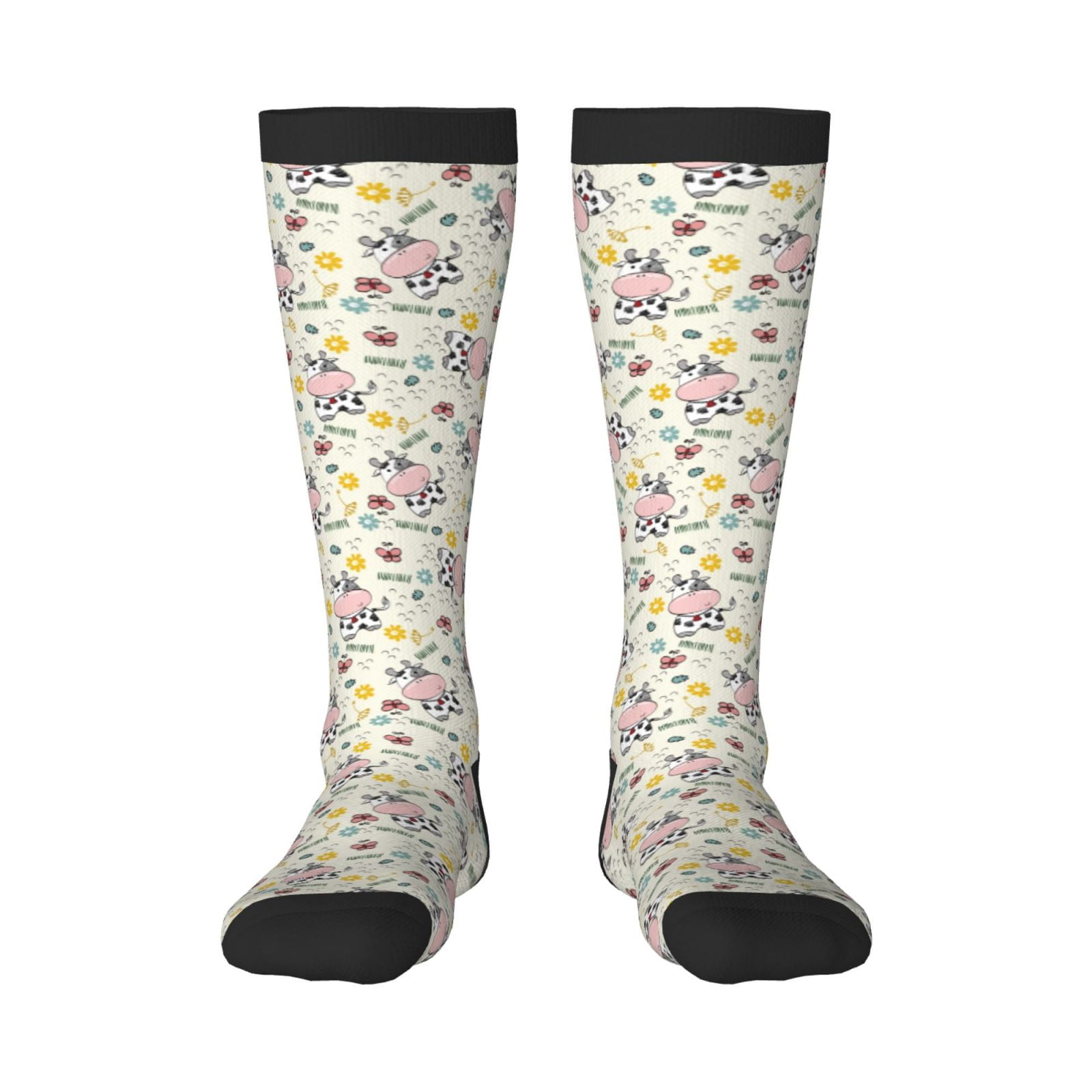 Vsdgher Cute Cow Print Thigh High Socks Extra Long Stretchy Sock Women ...