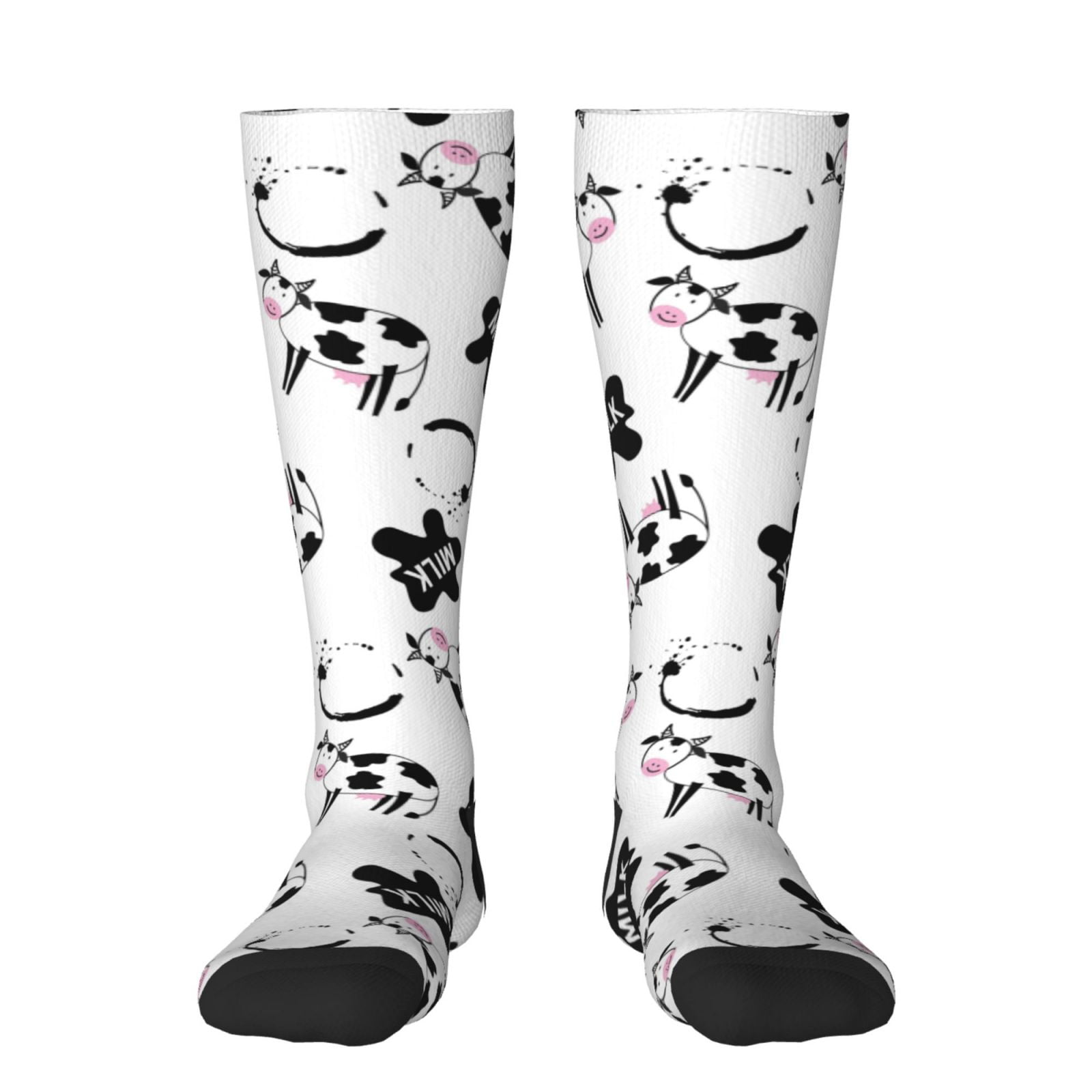 Vsdgher Cute Cow and Milk Stains Print Thigh High Socks Extra Long ...
