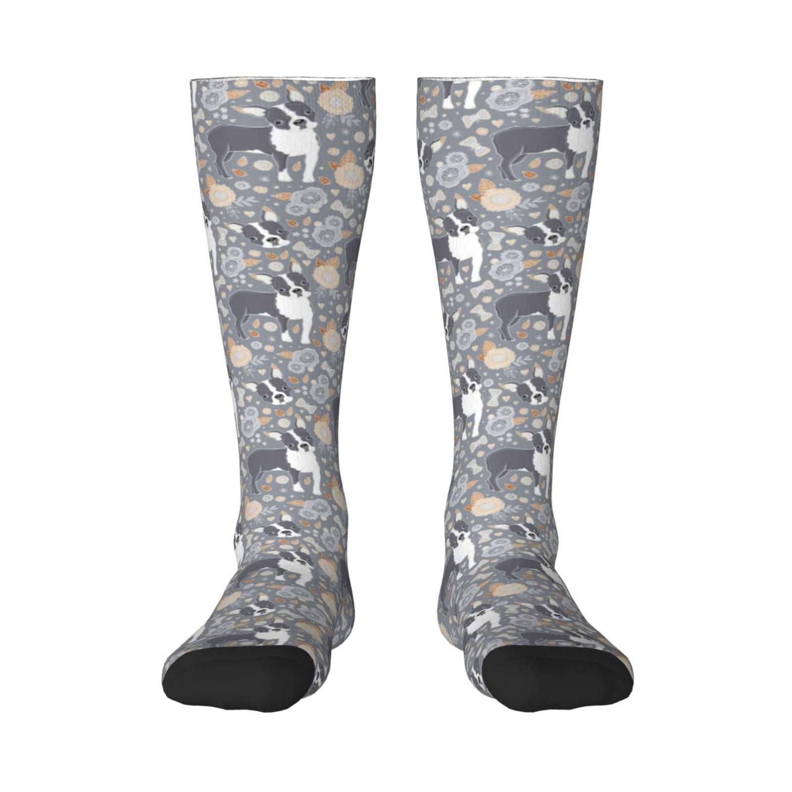 Vsdgher Cute Dog And Flowers Print Thigh High Socks Extra Long Stretchy ...