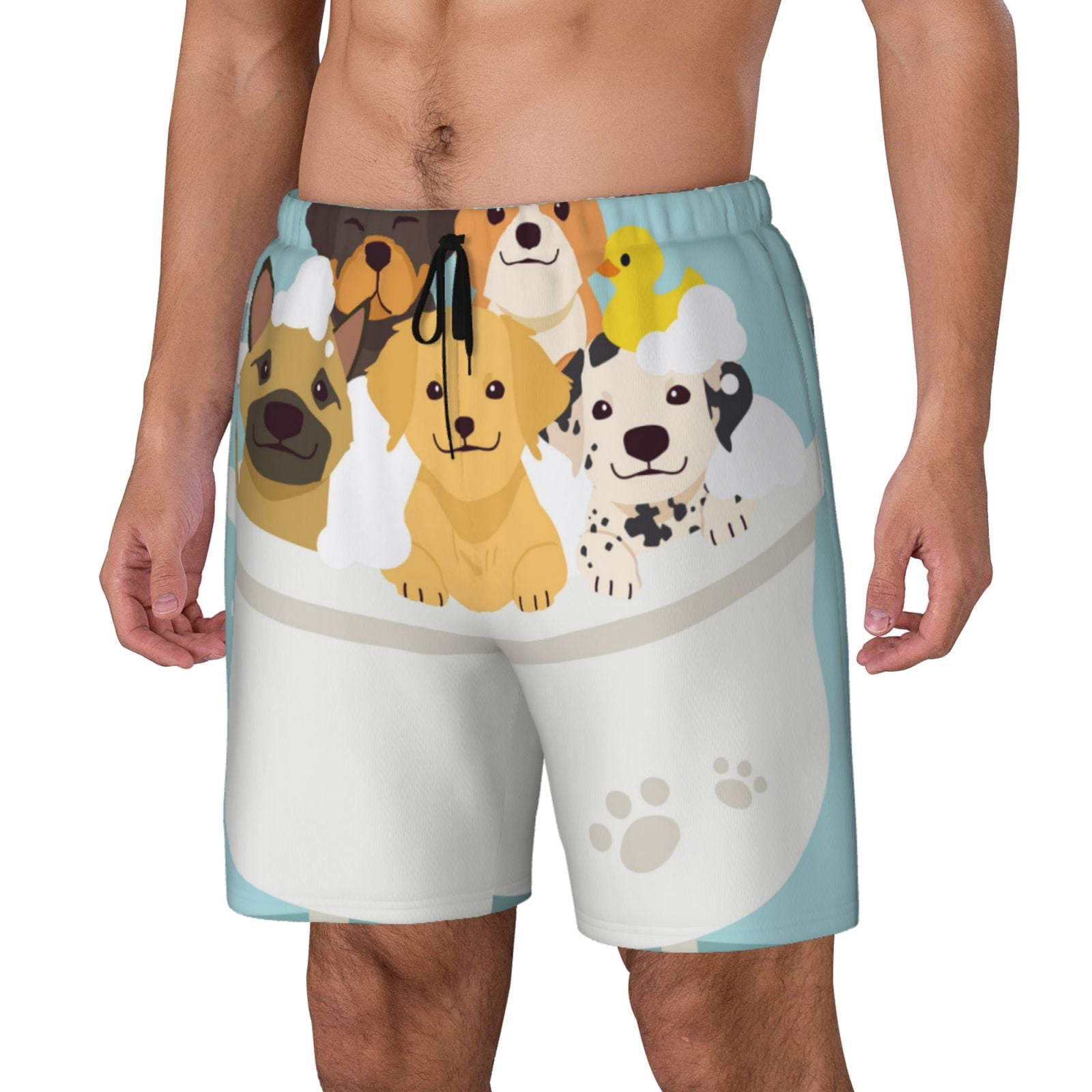 Vsdgher Cute Dog In Bathtub for Mens Swim Trunks with Compression Liner ...