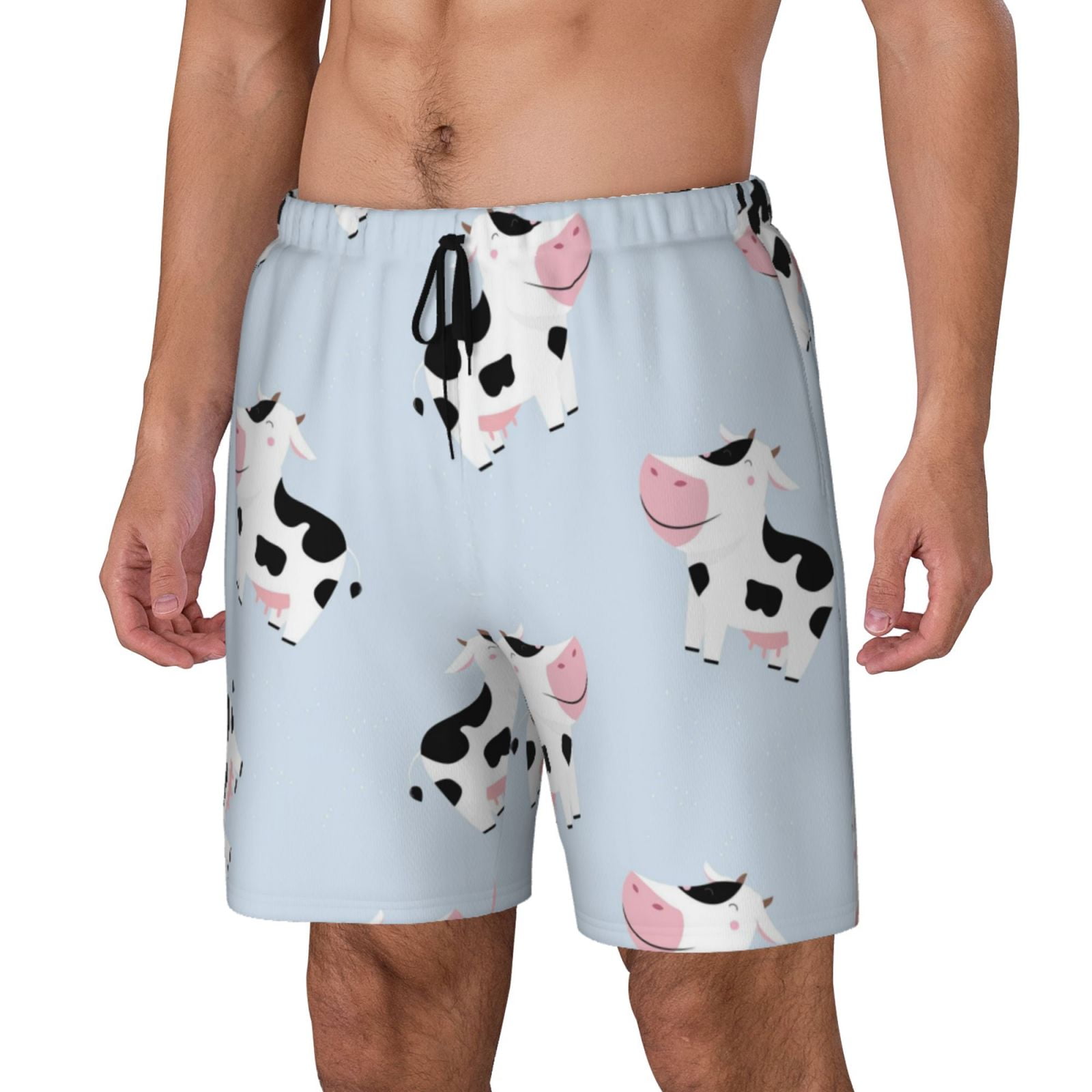 Vsdgher Cute Farm Cow for Mens Swim Trunks with Compression Liner Swim ...
