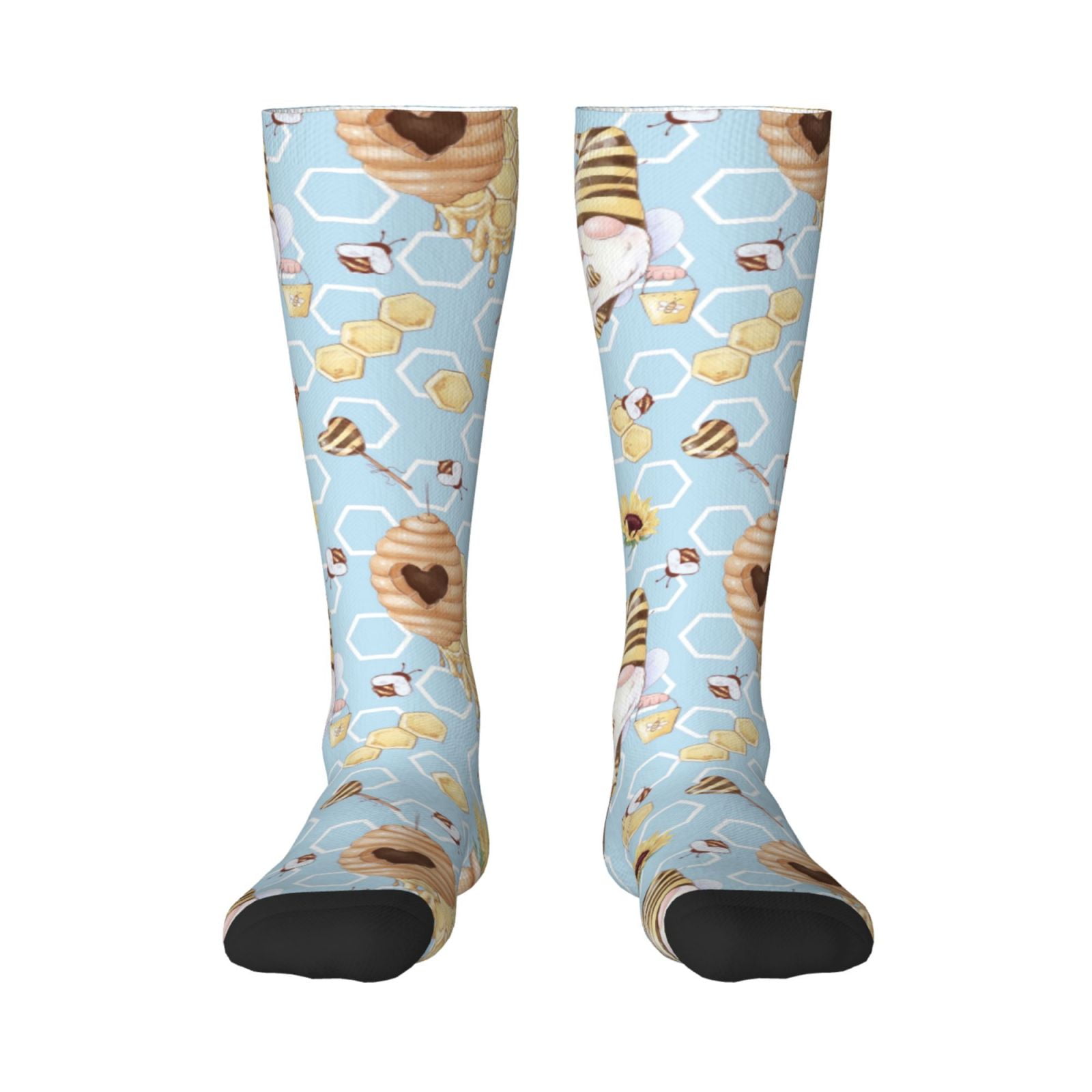 Vsdgher Cute Gnome Bee Collects Honey Print Thigh High Socks Extra Long ...
