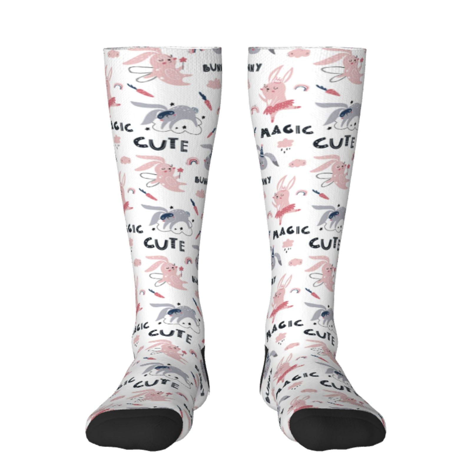 Vsdgher Cute Magic Bunny Print Thigh High Socks Extra Long Stretchy Sock Women Over Knee High ...