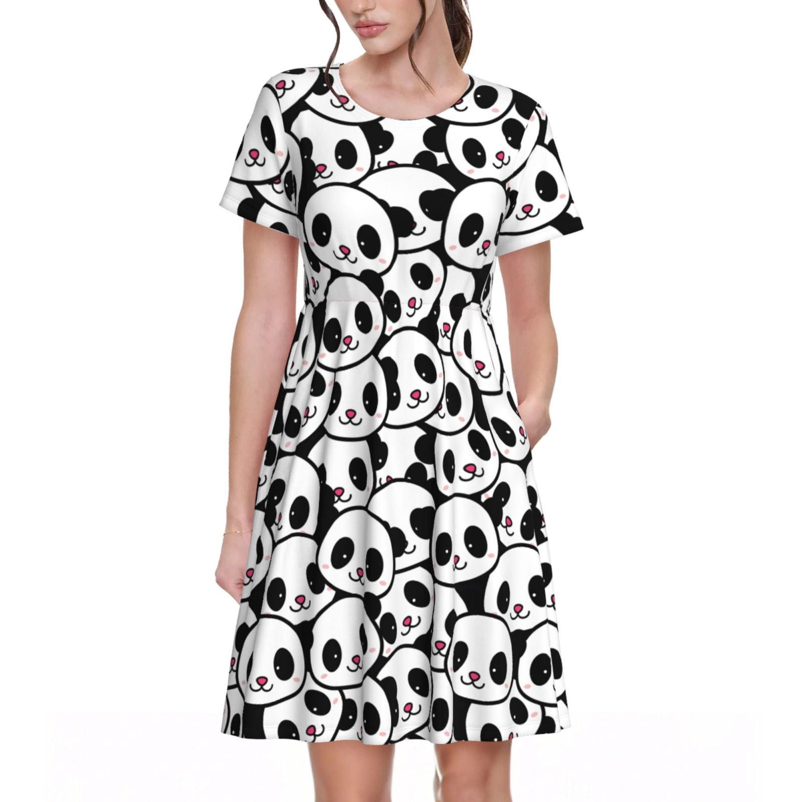 Vsdgher Cute Panda Face for Womens Summer 2025 Casual Midi Maxi Dresses ...