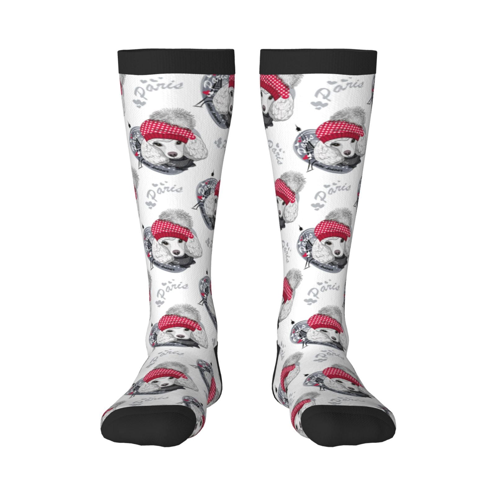 Vsdgher Cute Poodle Dog Print Thigh High Socks Extra Long Stretchy Sock ...