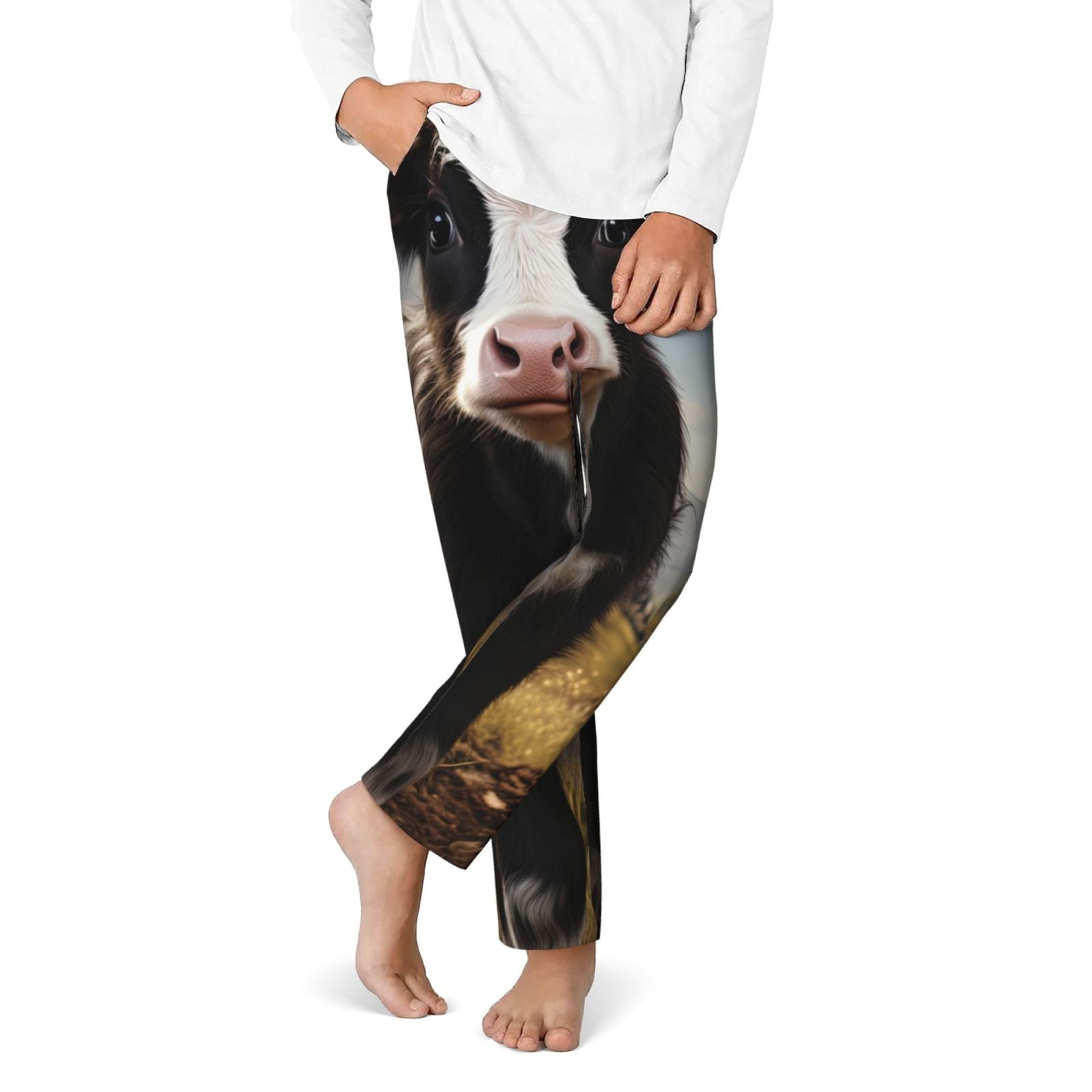 Vsdgher Cute Prairie Cow Print Kids Pajama Pants,Long Sleep Plaid Pants ...