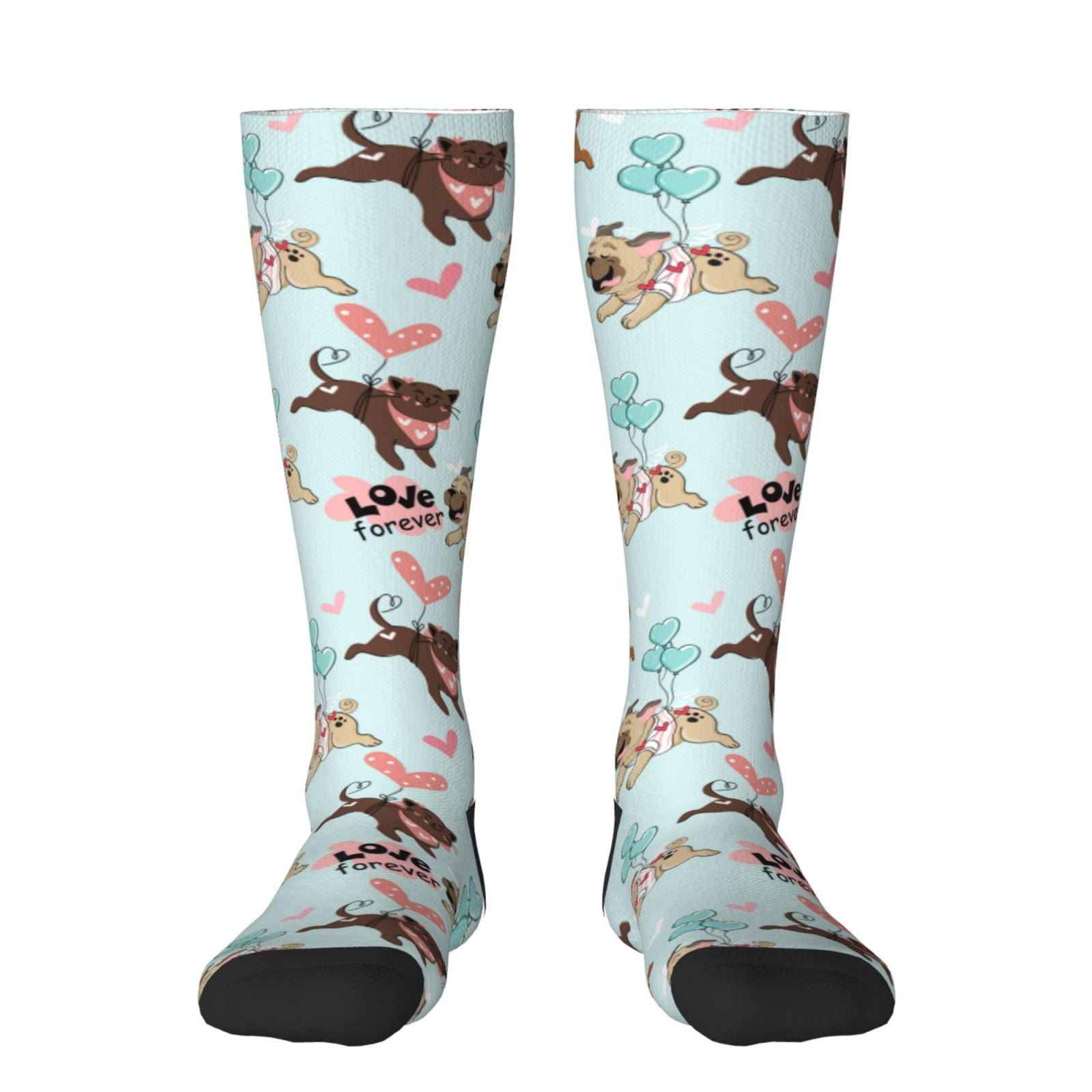 Vsdgher Cute Pug Dogs Print Thigh High Socks Extra Long Stretchy Sock ...