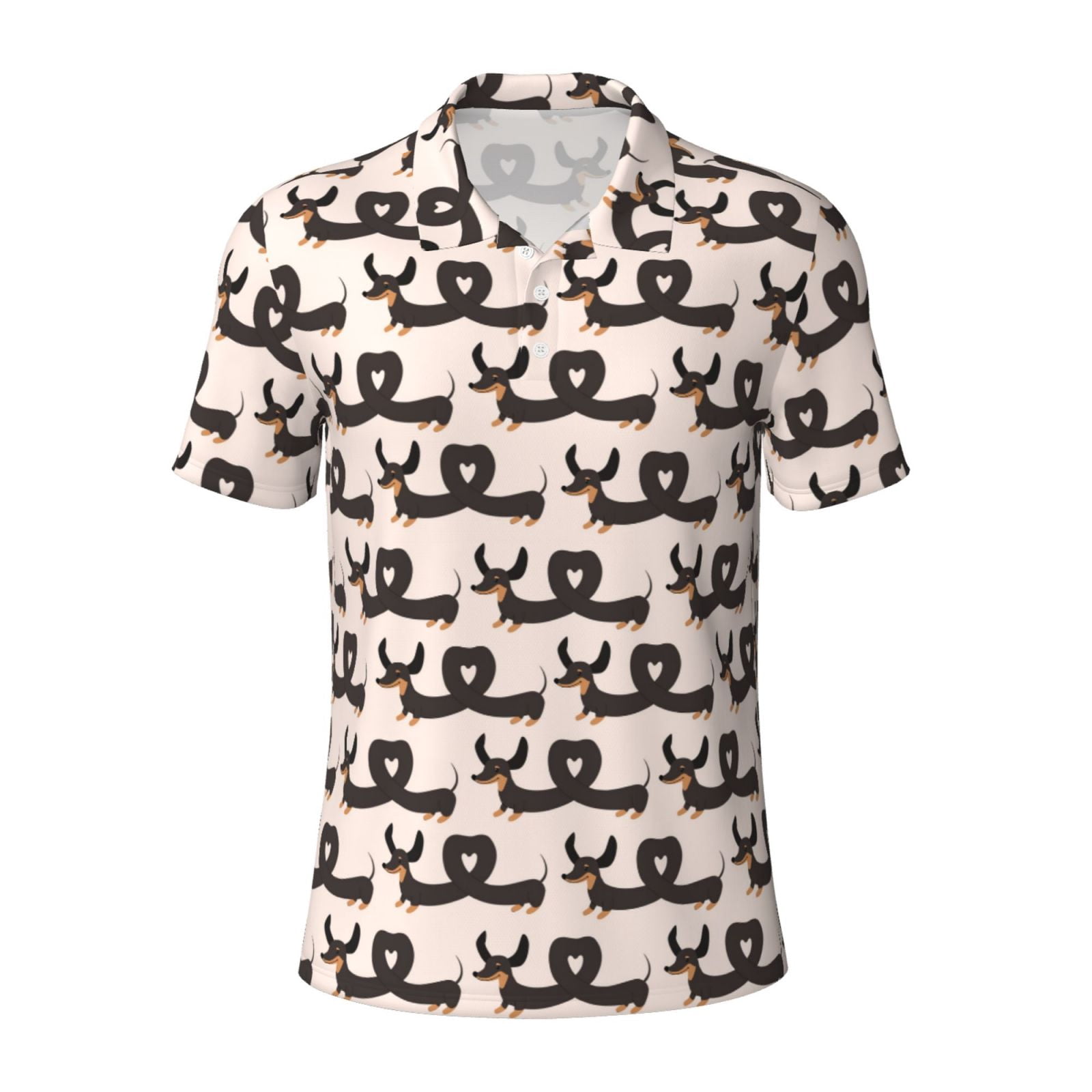 Vsdgher Cute Puppy Print Men's Short Sleeve Stretch Polo Shirt ...