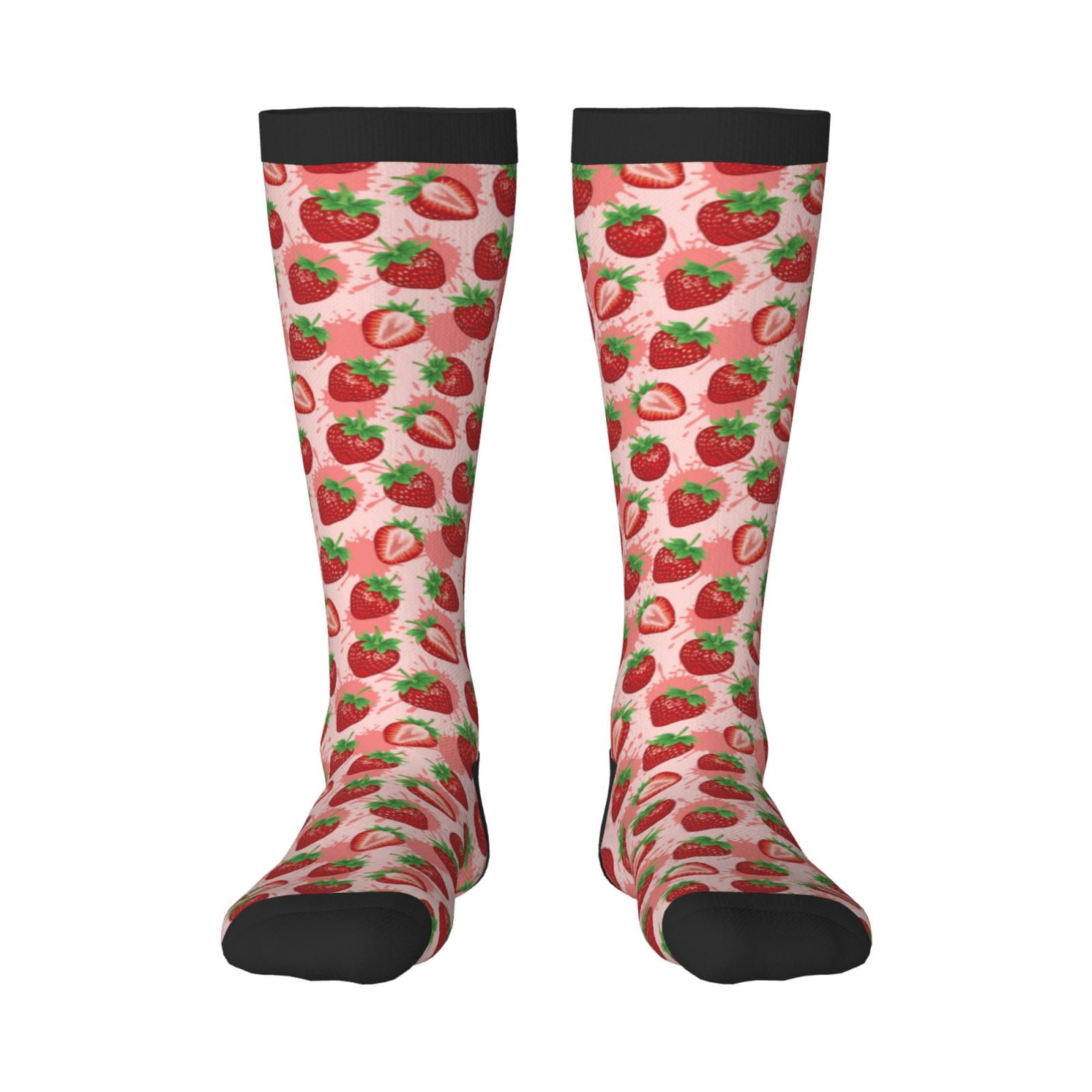 Vsdgher Cute Strawberry Print Thigh High Socks Extra Long Stretchy Sock ...