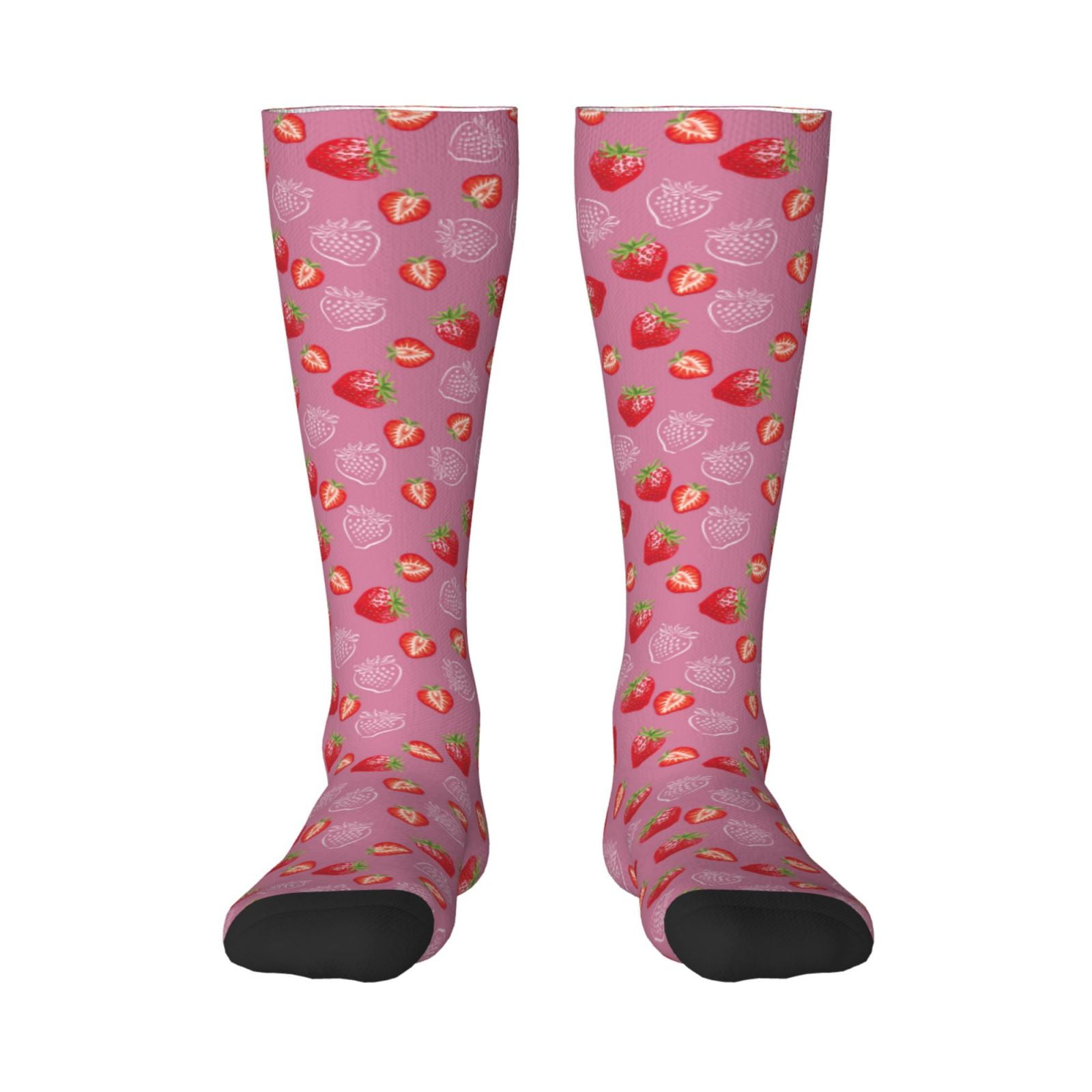 Vsdgher Cute Strawberry Print Thigh High Socks Extra Long Stretchy Sock ...
