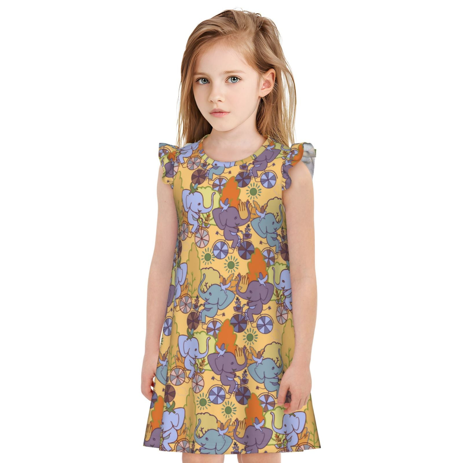 Vsdgher Cycling Elephant On Bicycle In Park for Girls Nightgowns ...