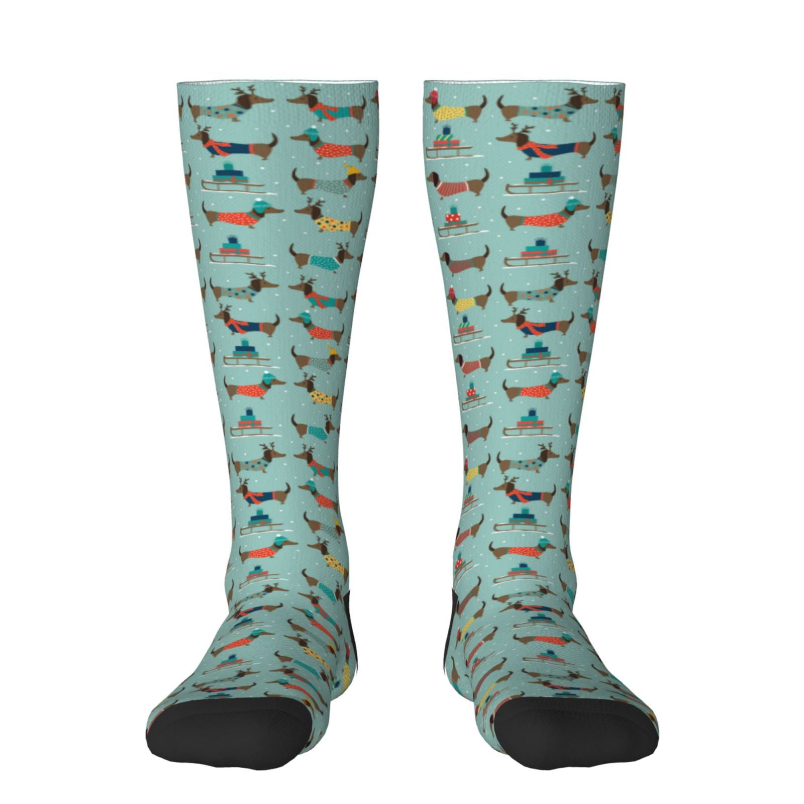 Vsdgher Dachshund Dog Puppy Print Thigh High Socks Extra Long Stretchy ...