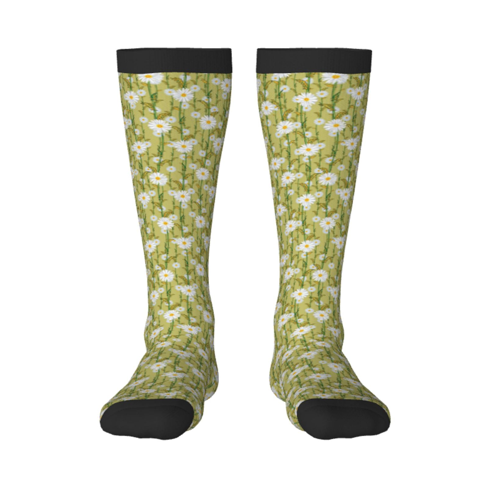 Vsdgher Daisies Flowers Print Thigh High Socks Extra Long Stretchy Sock ...