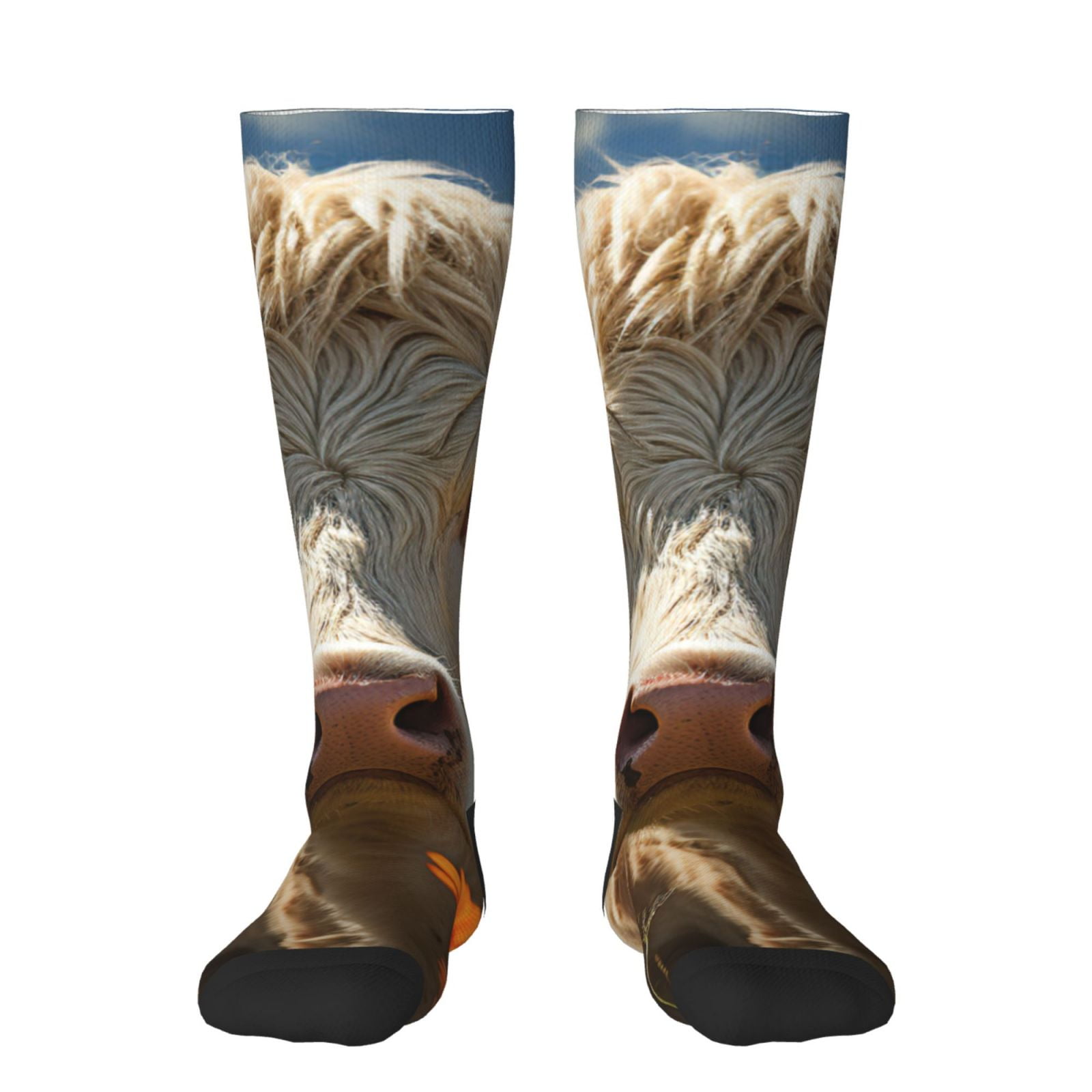 Vsdgher Daisy Meadow Cow Print Thigh High Socks Extra Long Stretchy ...