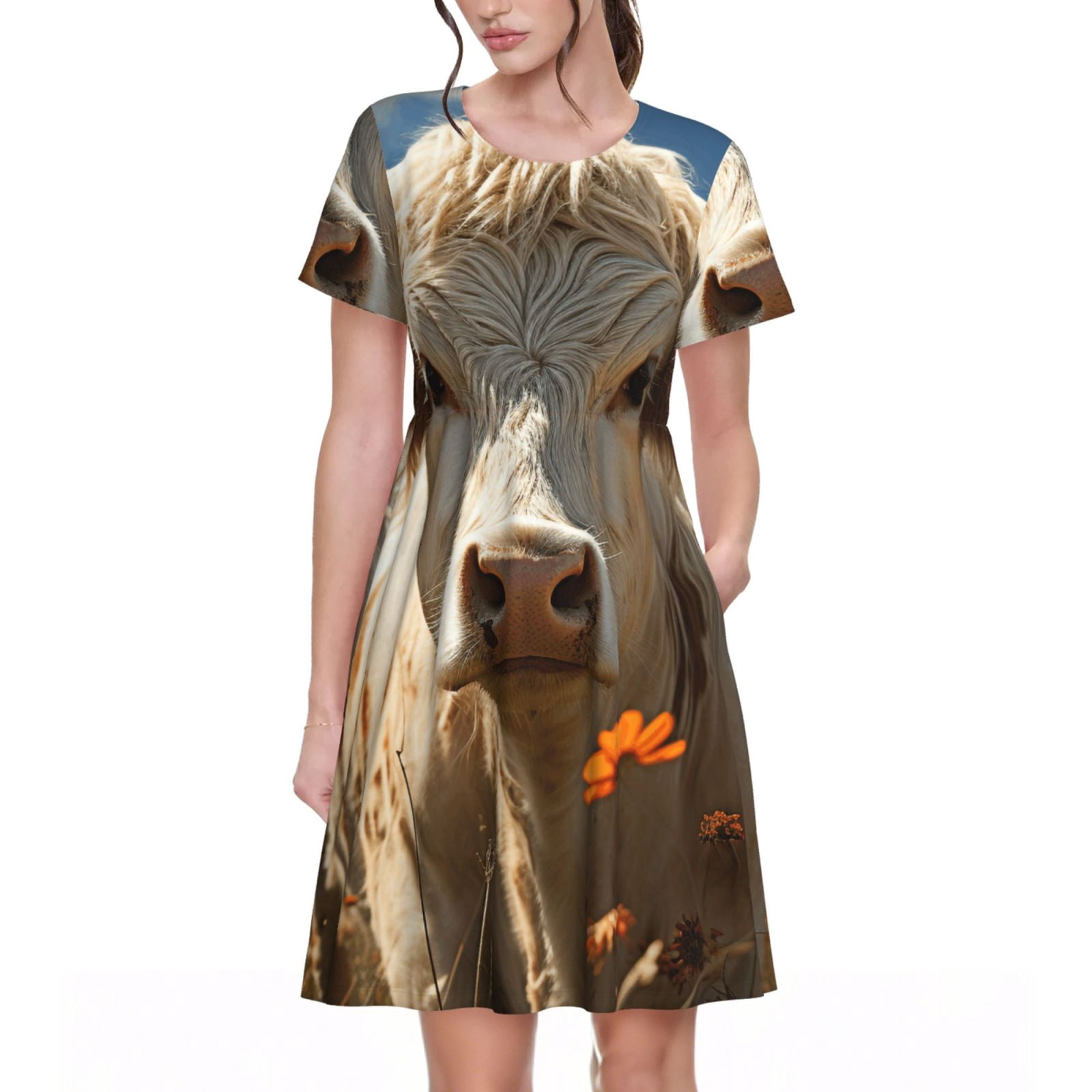 Vsdgher Daisy Meadow Cow for Womens Summer 2025 Casual Midi Maxi ...