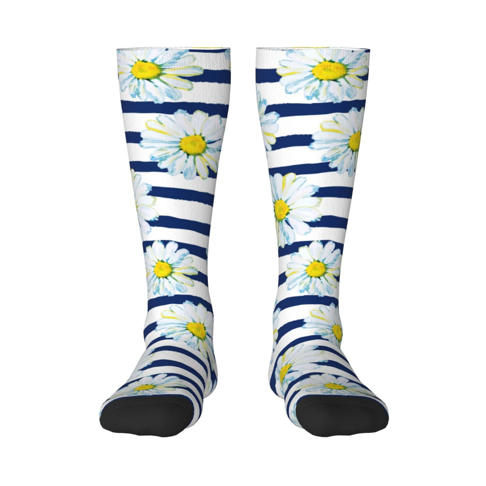 Vsdgher Daisy Striped Nautical Print Thigh High Socks Extra Long ...