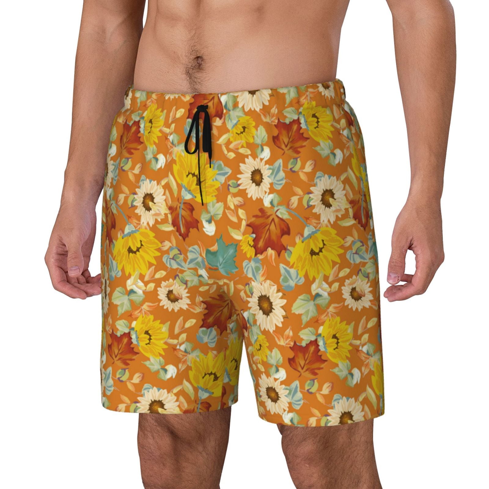 Vsdgher Daisy maple fall for Mens Swim Trunks with Compression Liner ...