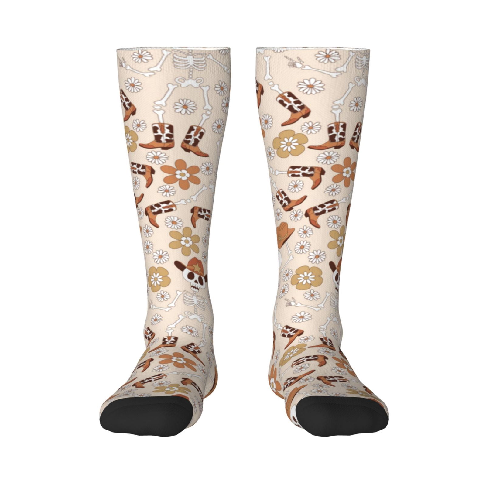Vsdgher Dancing Cowboy Skeleton Print Thigh High Socks Extra Long Stretchy Sock Women Over Knee ...
