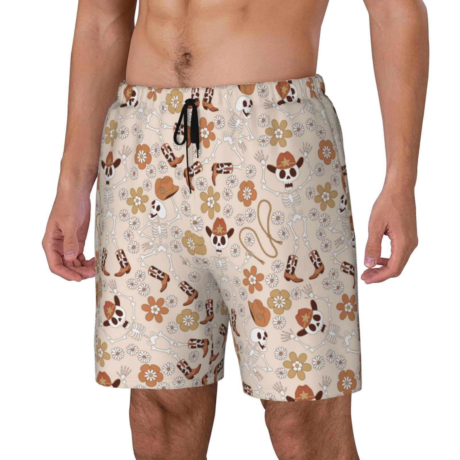 Vsdgher Dancing Cowboy Skeleton for Mens Swim Trunks with Compression ...