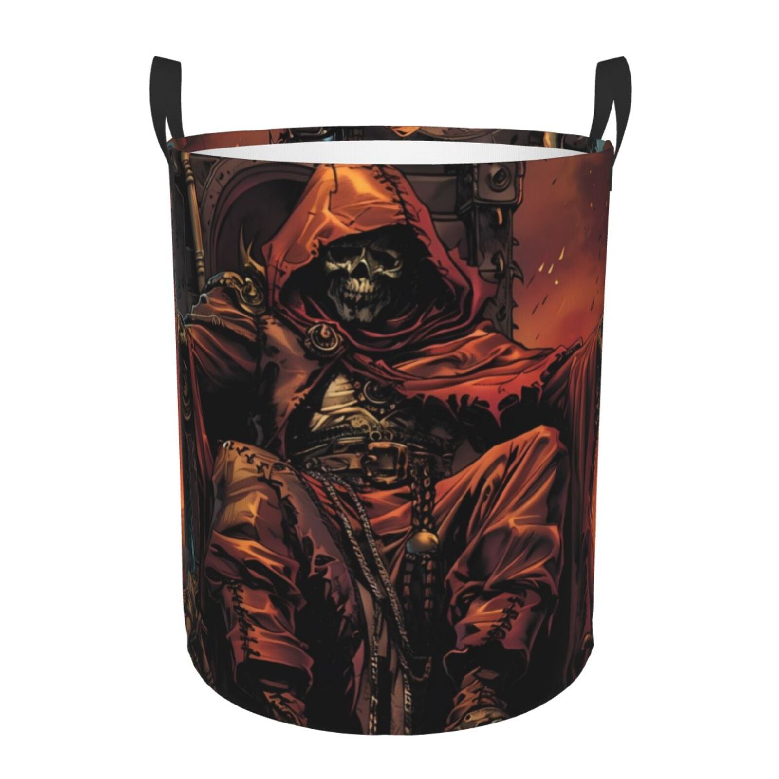 Vsdgher Dark Skull King Throne Waterproof Round Large Laundry Basket ...