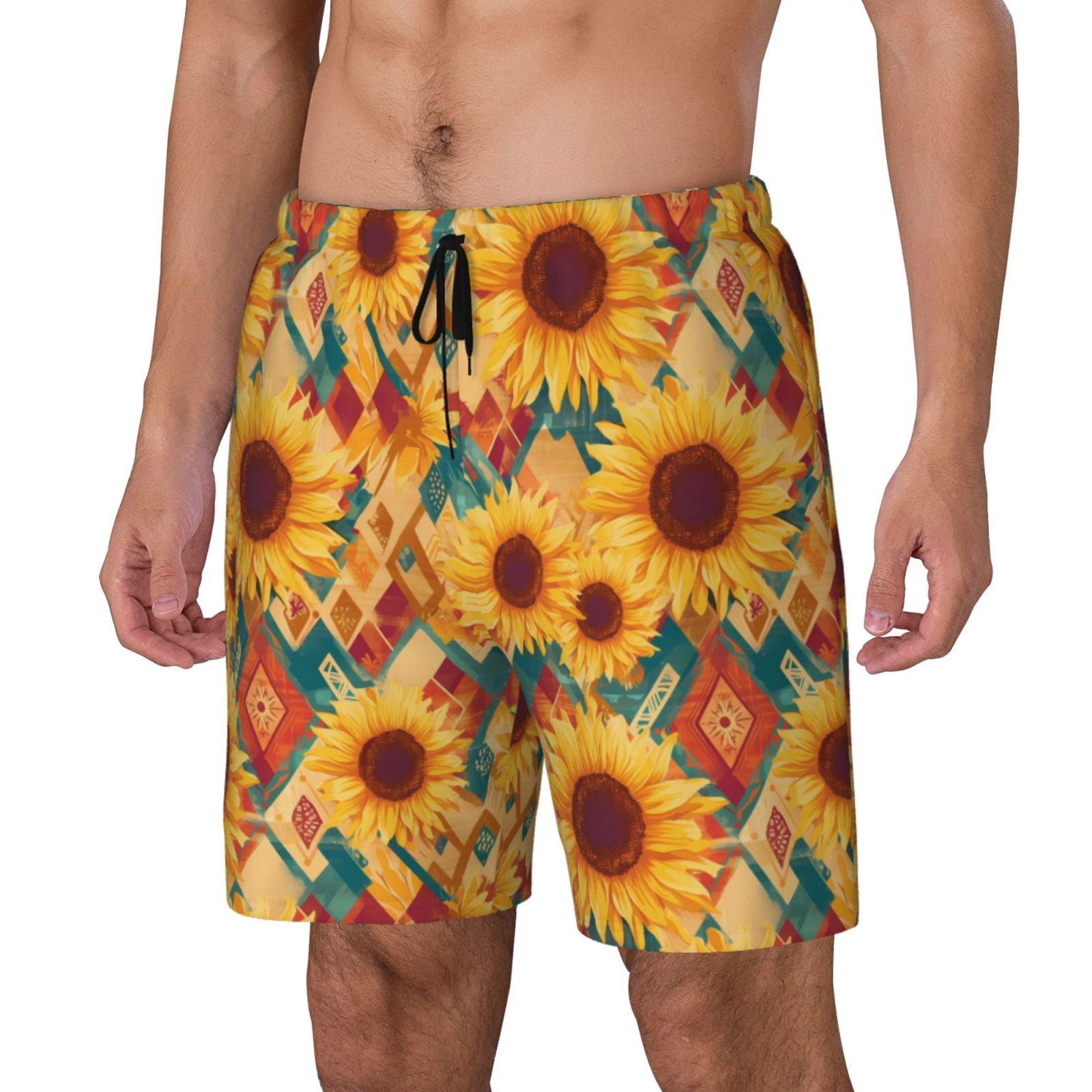 Vsdgher Diamond Bohemian Sunflower for Mens Swim Trunks with ...