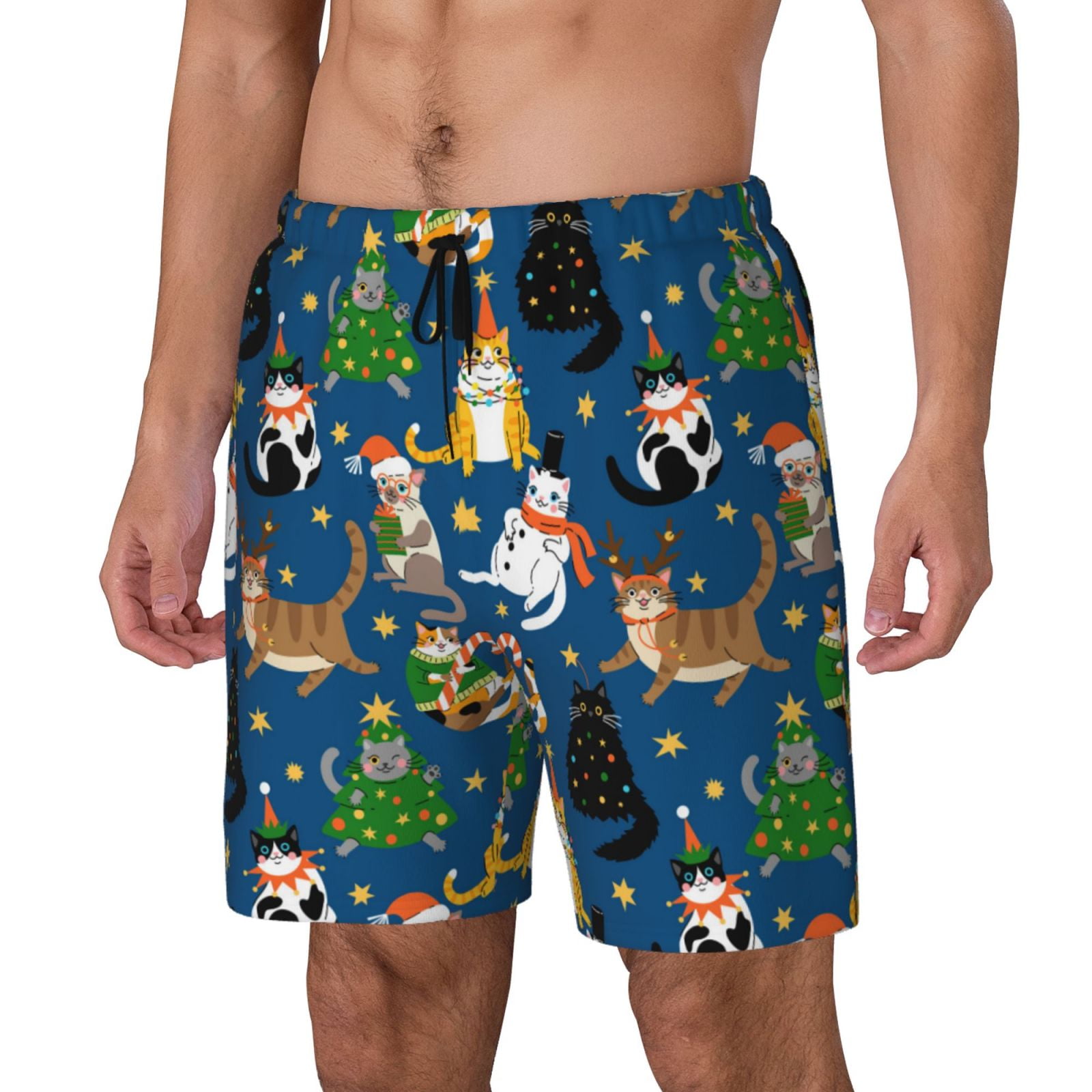 Vsdgher Different Cats Christmas for Mens Swim Trunks with Compression ...