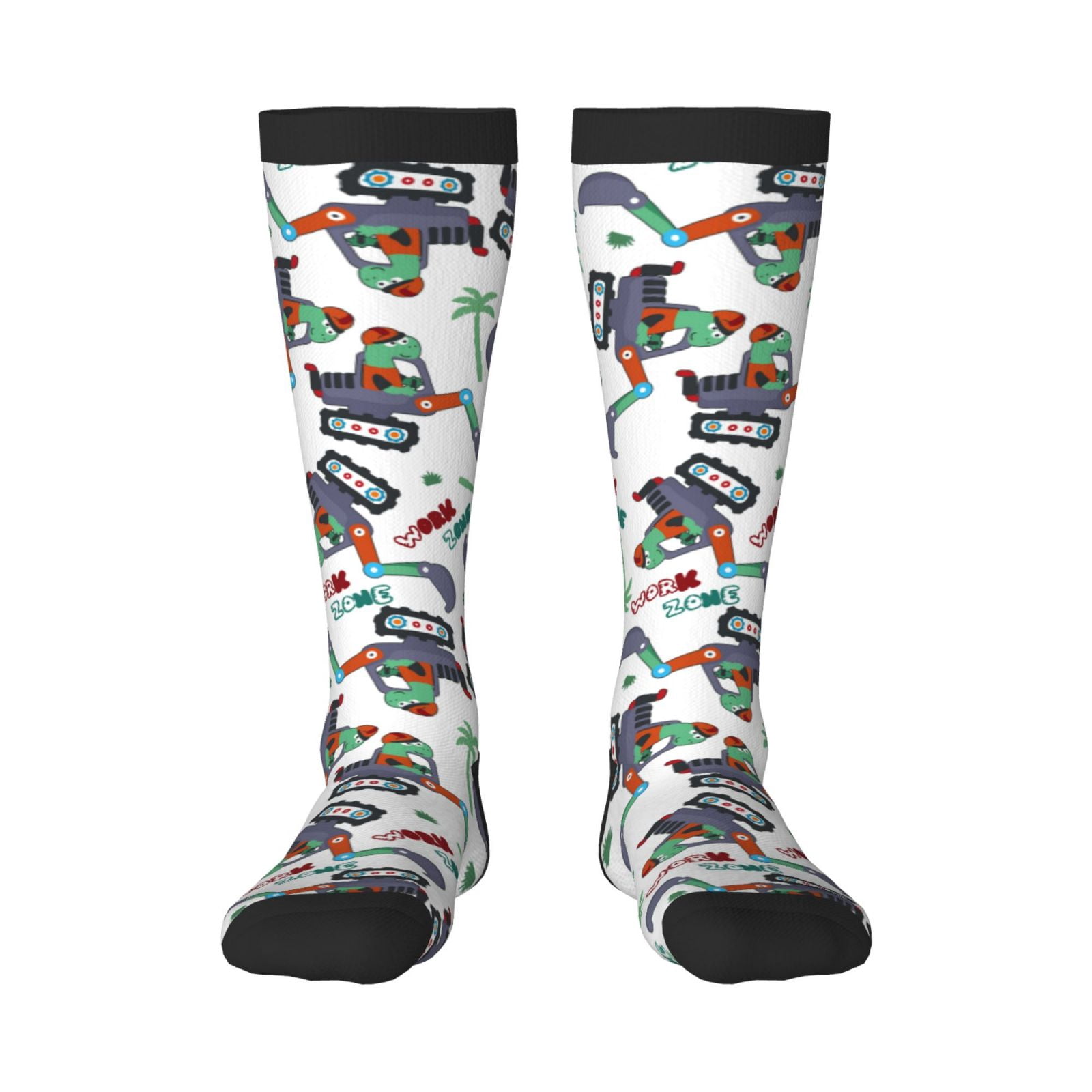 Vsdgher Dinosaur on Excavator2 Print Thigh High Socks Extra Long ...