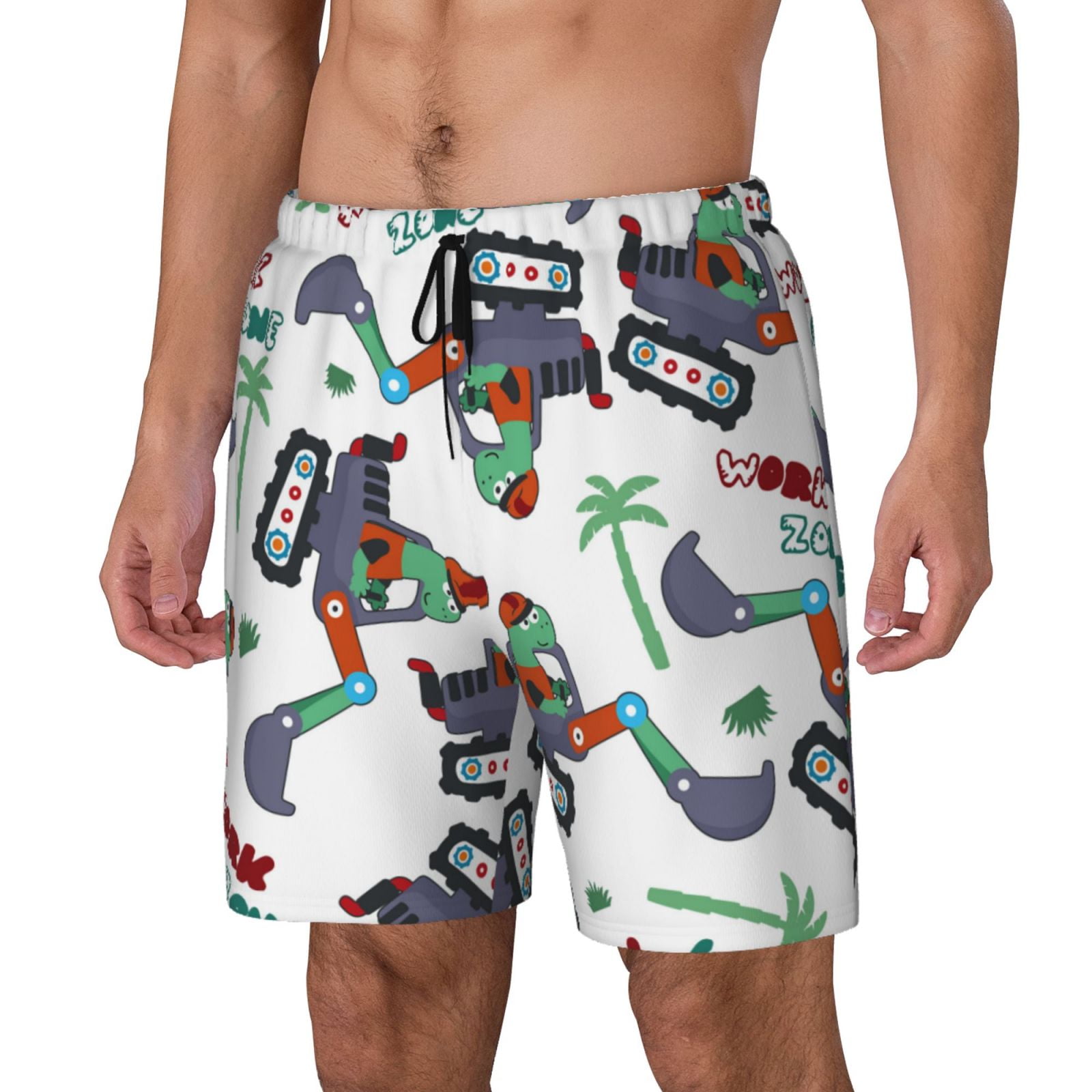 Vsdgher Dinosaur on Excavator2 for Mens Swim Trunks with Compression ...