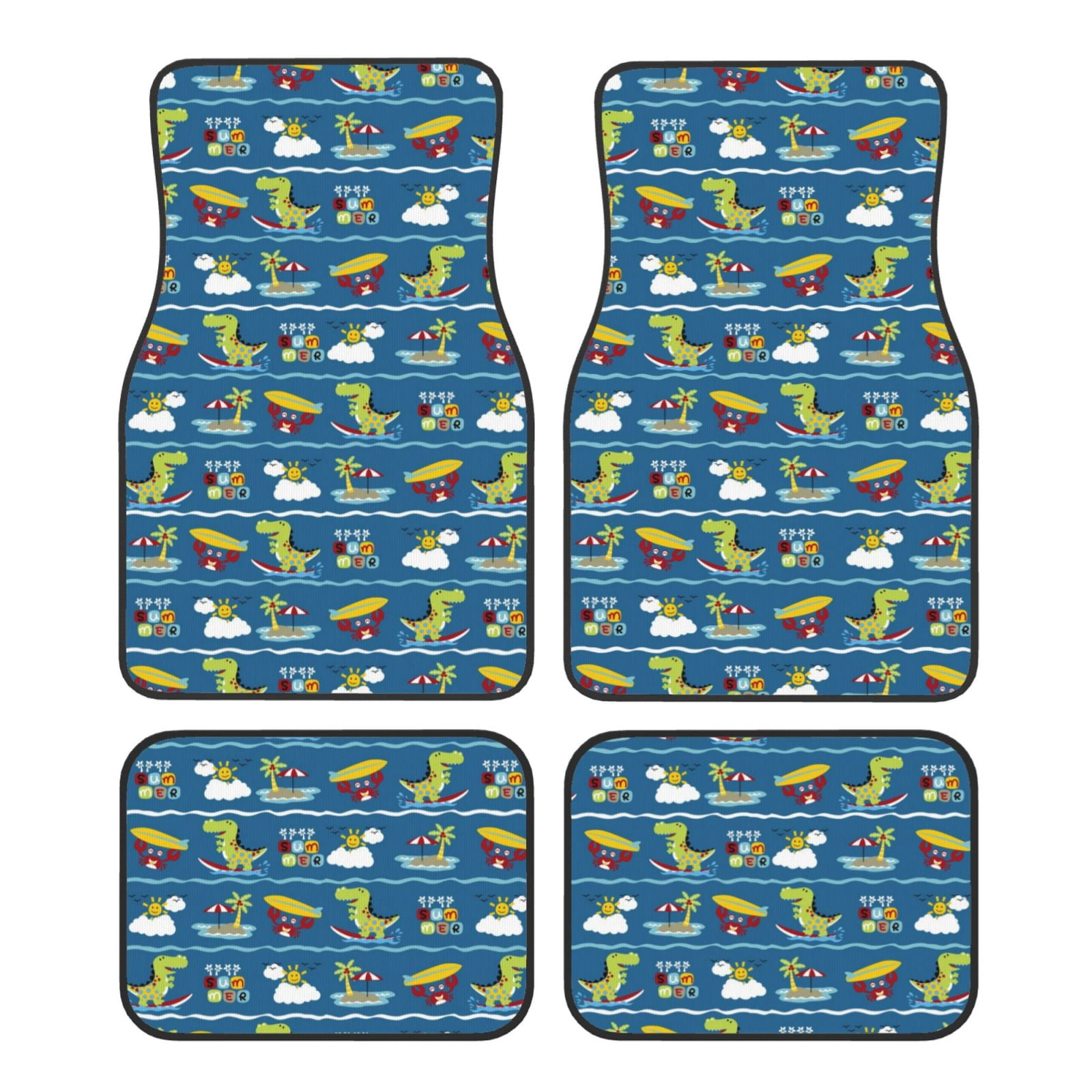 Vsdgher Dinosaur on the Beach Vacation Car Foot Mat Set of 4 Pieces ...