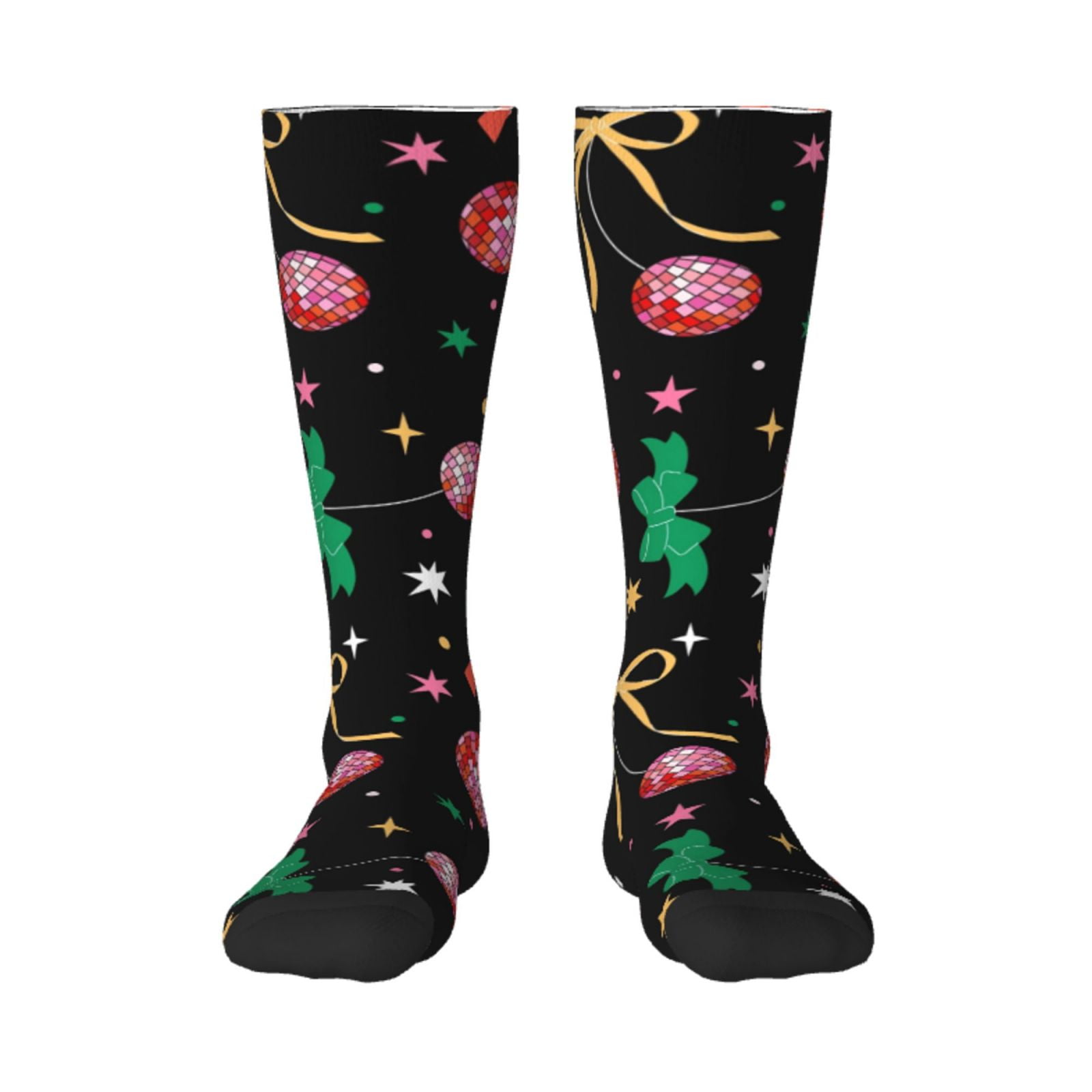 Vsdgher Disco Mirror Ball Print Thigh High Socks Extra Long Stretchy Sock Women Over Knee High ...