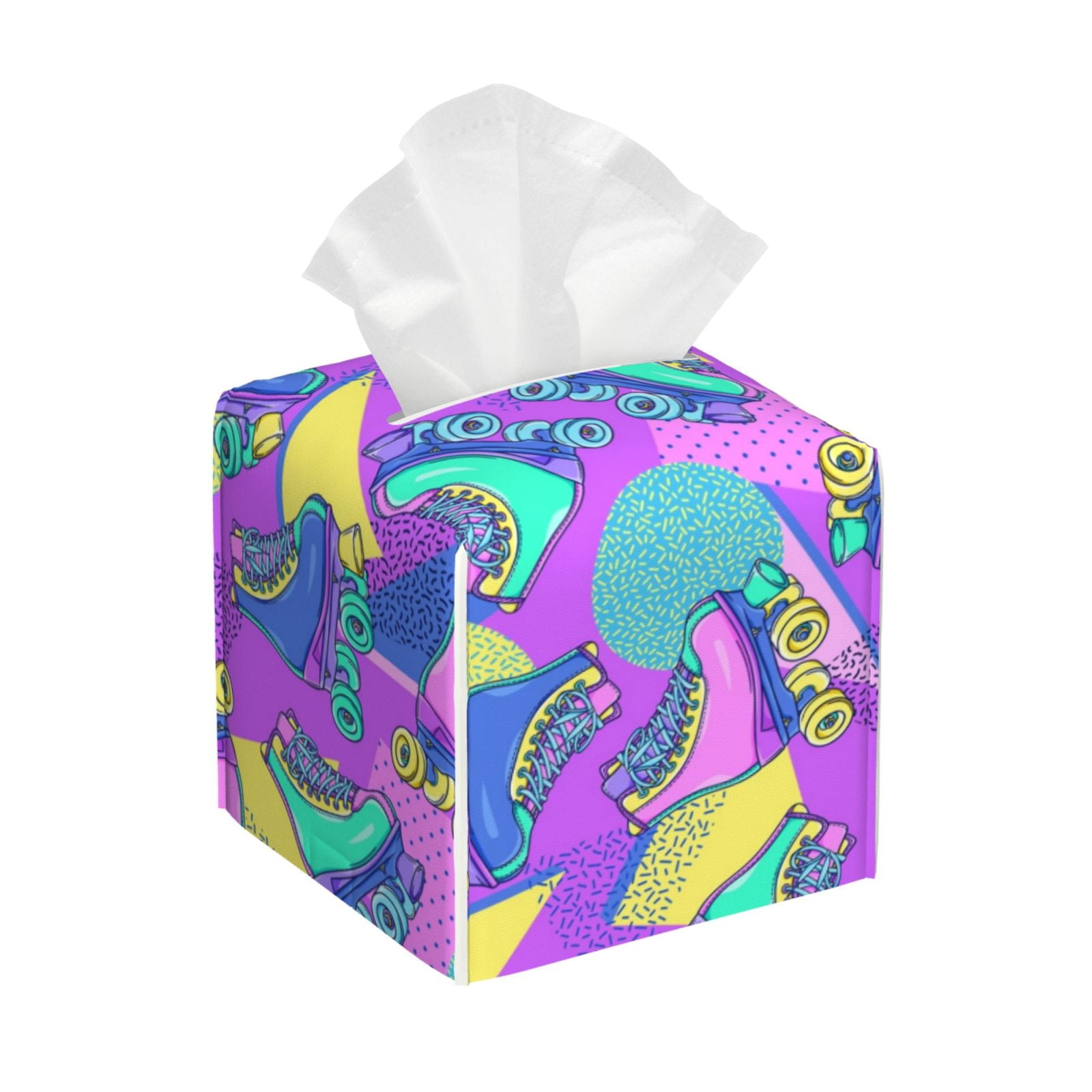 Vsdgher Disco Roller Skates Pattern Tissue Box Cover Holder, Square ...