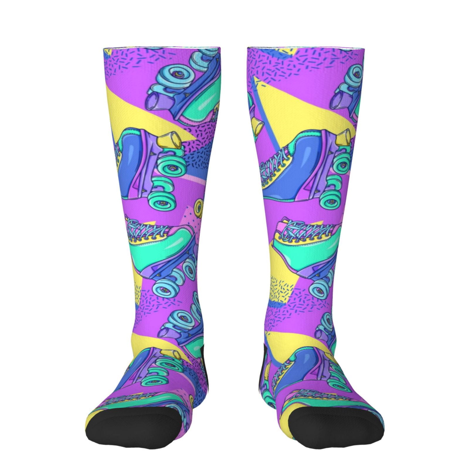 Vsdgher Disco Roller Skates Print Thigh High Socks Extra Long Stretchy ...