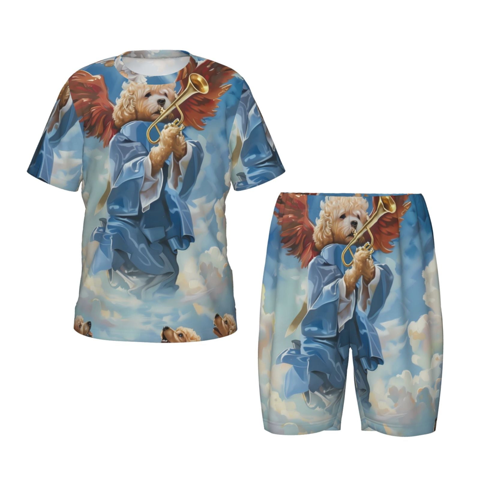 Vsdgher Dog Angel Ascension for Kids Short Sleeve Pajamas Kids Summer ...