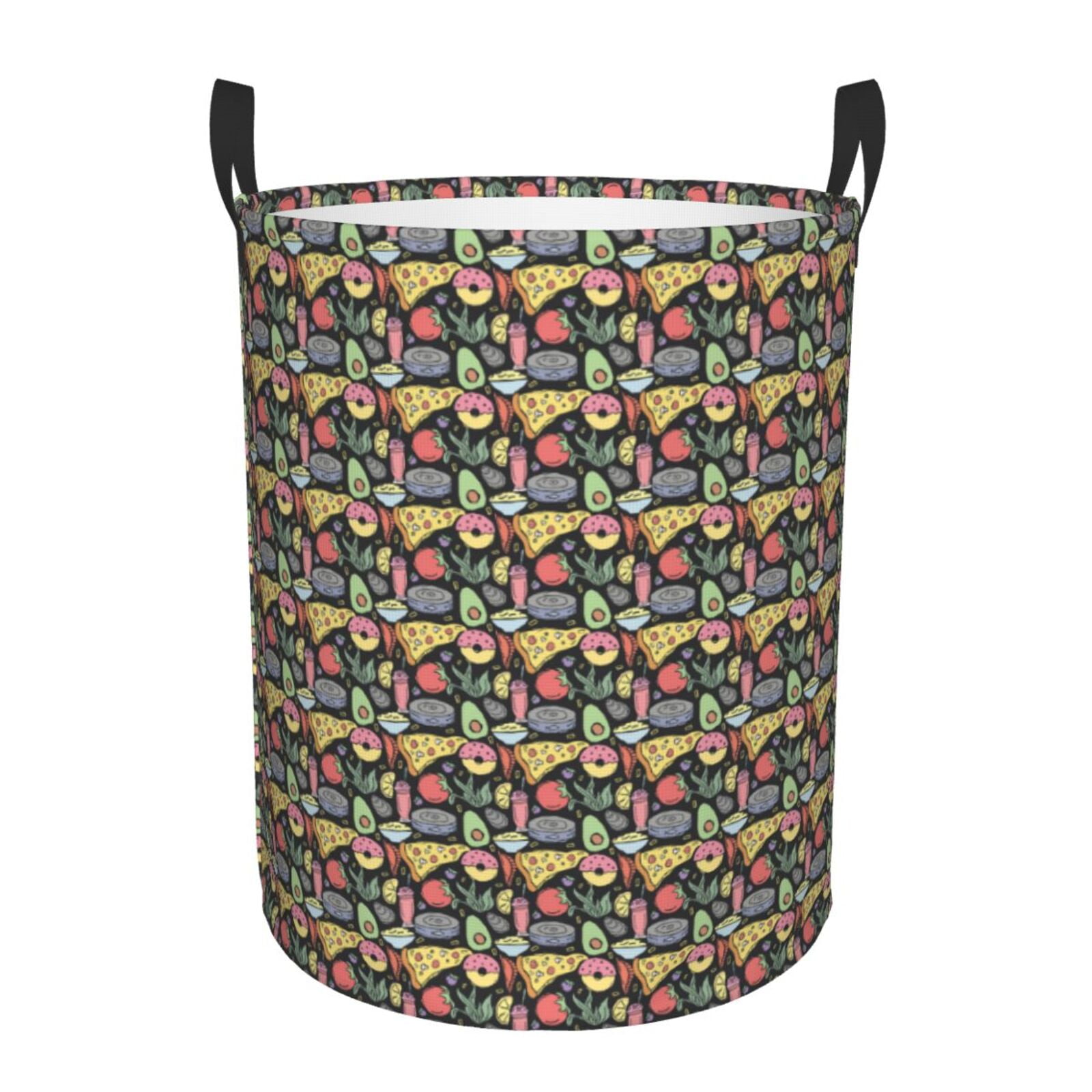 Vsdgher Doodle Food Waterproof Round Collapsible Large Laundry Basket ...