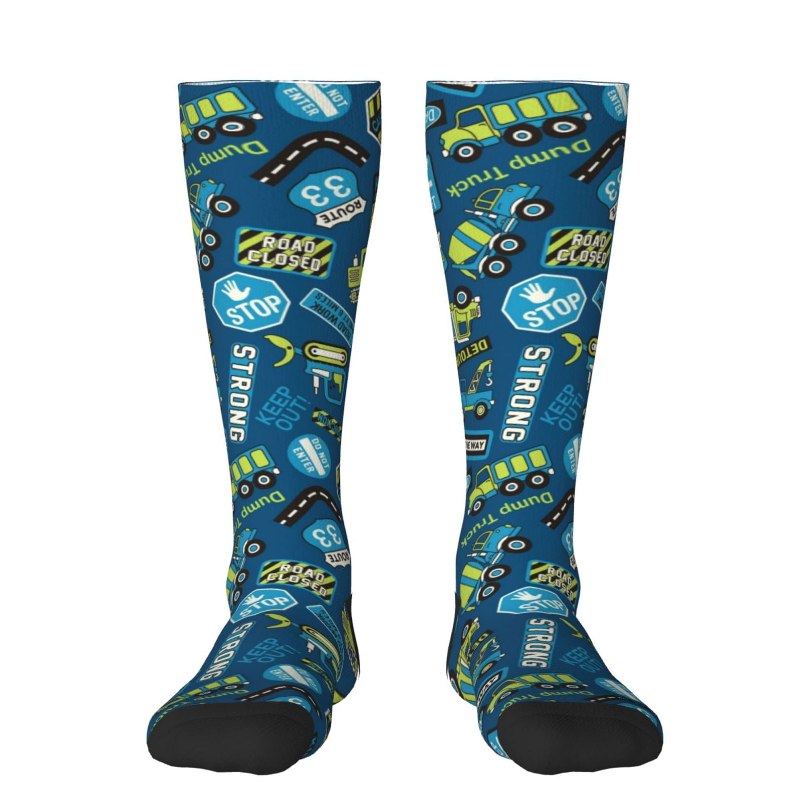 Vsdgher Dump Truck Print Thigh High Socks Extra Long Stretchy Sock ...