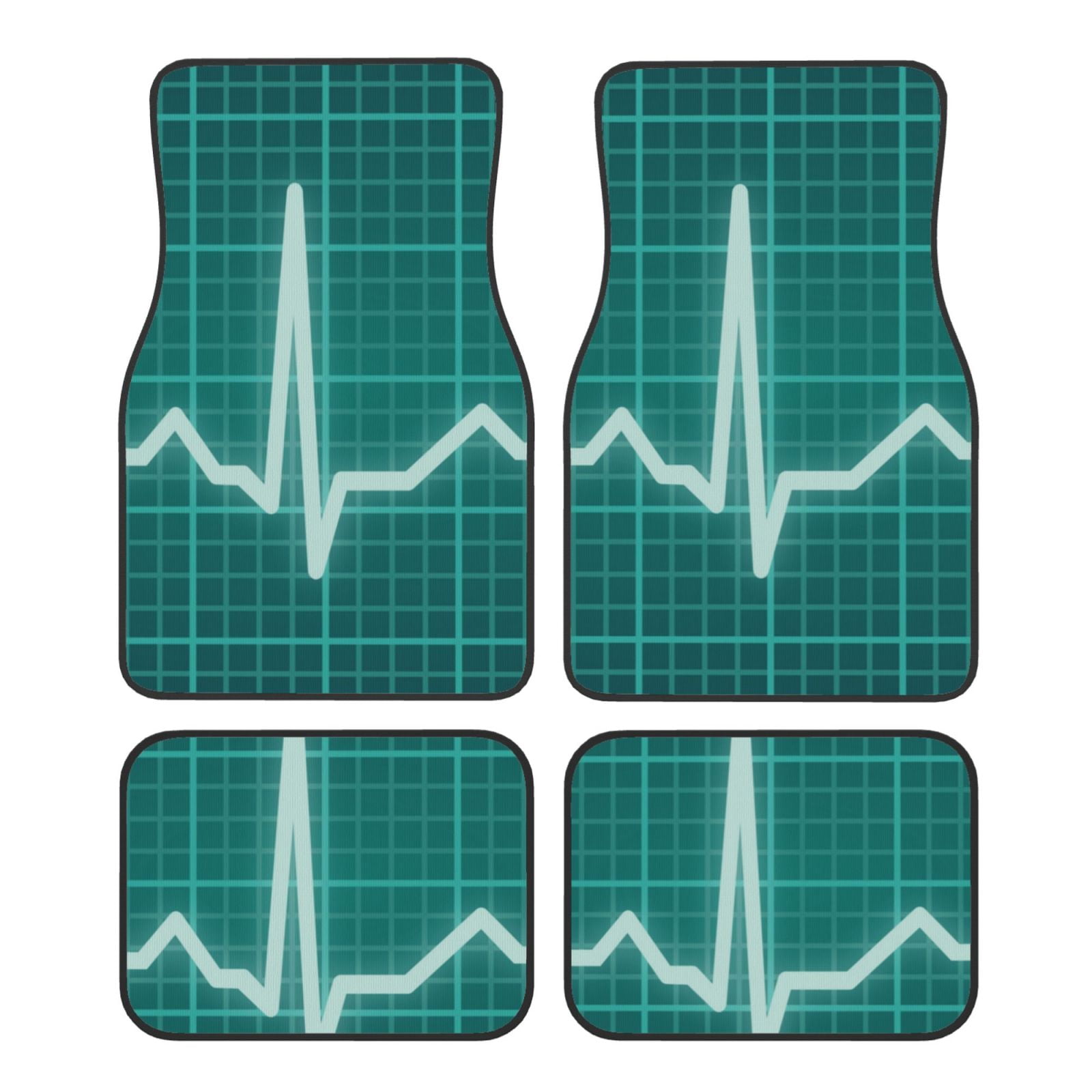 Vsdgher ECG Wave Car Foot Mat Set of 4 Pieces Universal Floor Liner Car ...