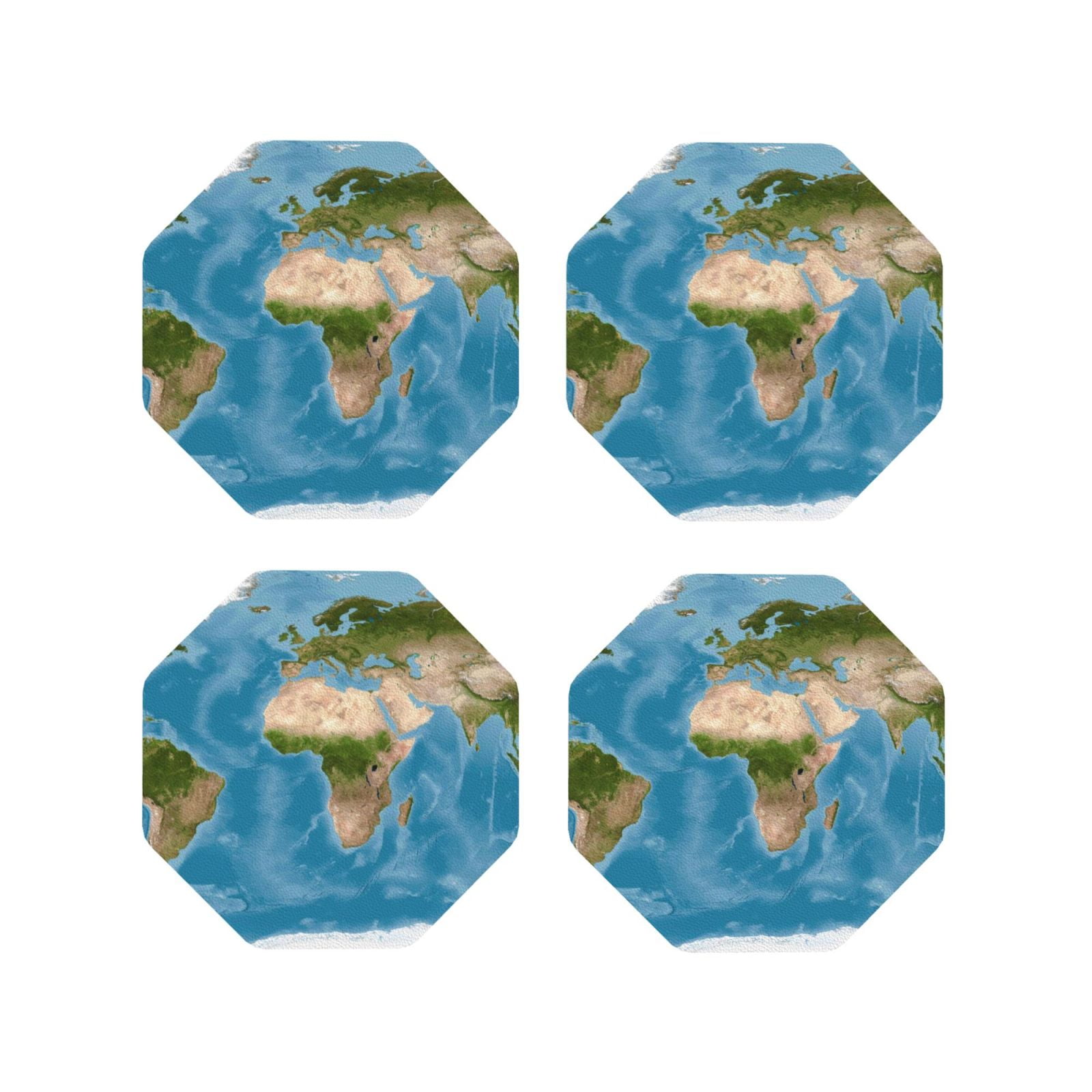 Vsdgher Earth View World Map Leather Coasters for Drinks, Durable Drink ...