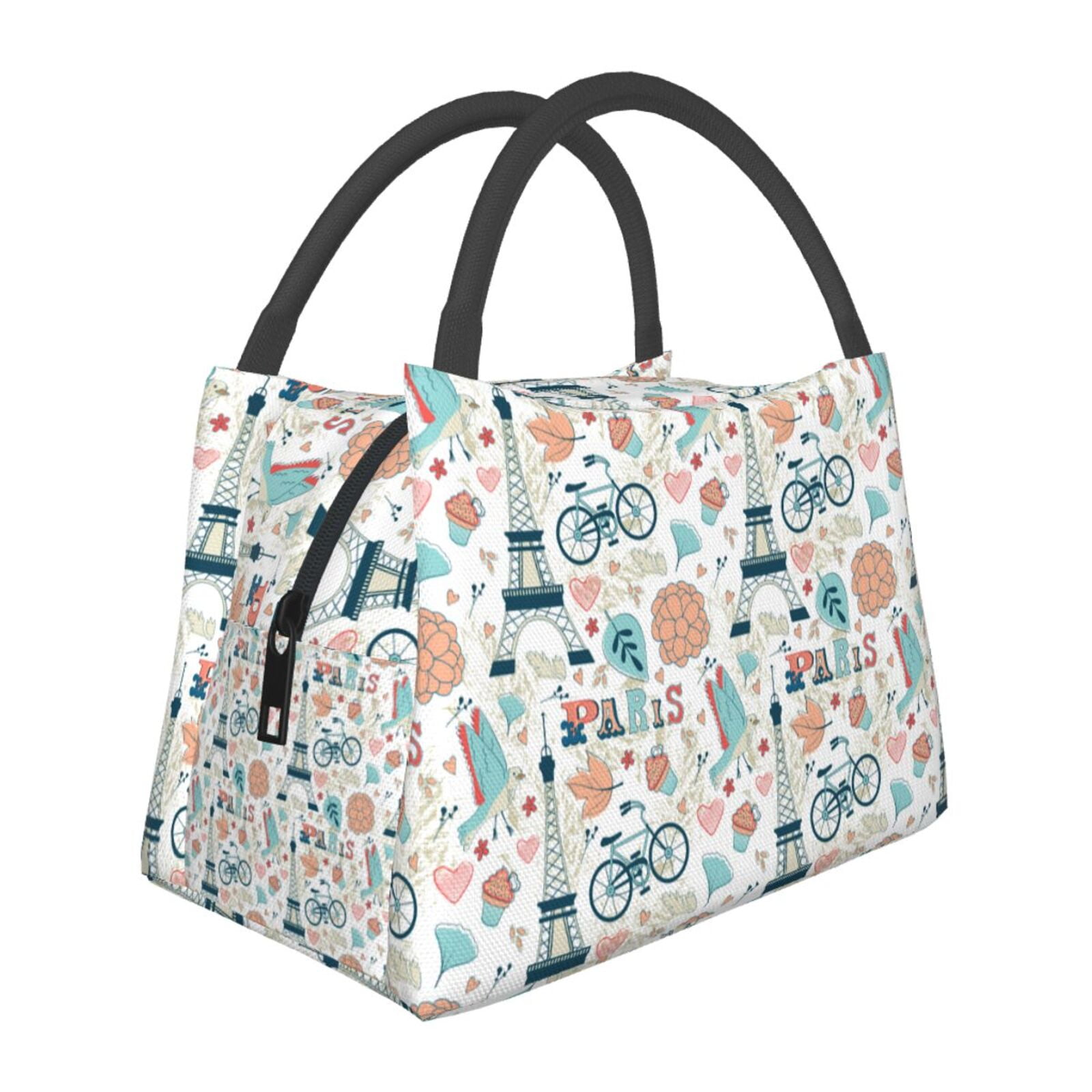 Vsdgher Eiffel Tower Print Insulated Reusable Bags with Sturdy Zipper ...
