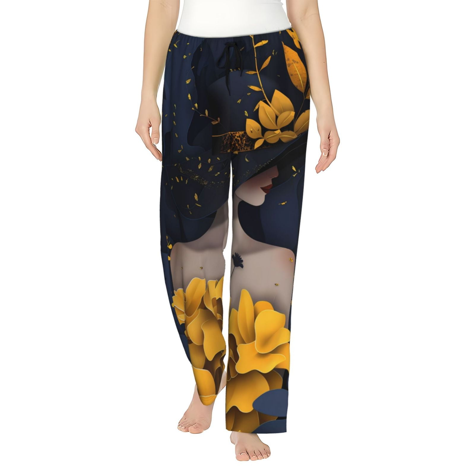 Vsdgher Elegant Lady With Hat Women’s Womens Pajama Pants, Lounge Wide ...