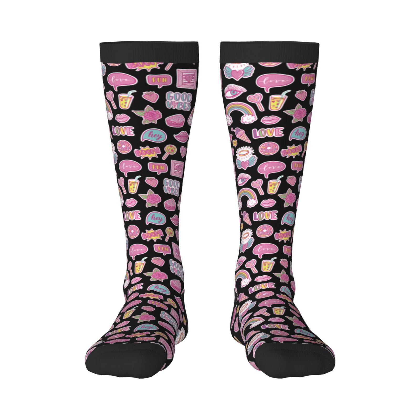 Vsdgher Elements Print Thigh High Socks Extra Long Stretchy Sock Women ...