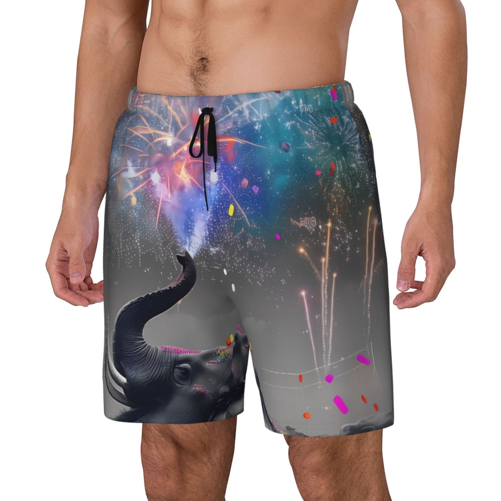 Vsdgher Elephant Fireworks Celebration for Mens Swim Trunks with ...