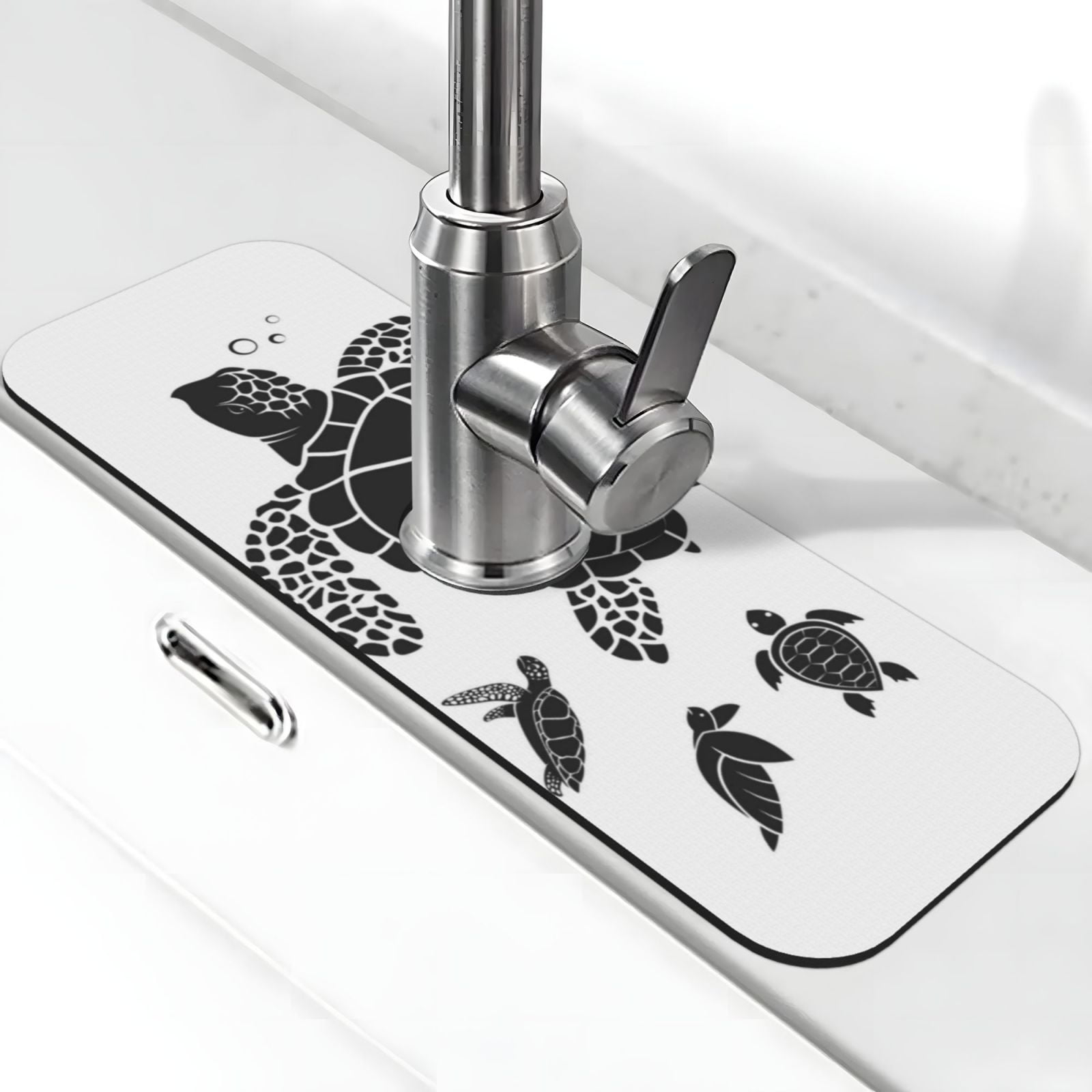 Vsdgher Family Of Sea Turtles Kitchen Sink Splash Guard Faucet Mat -1 ...