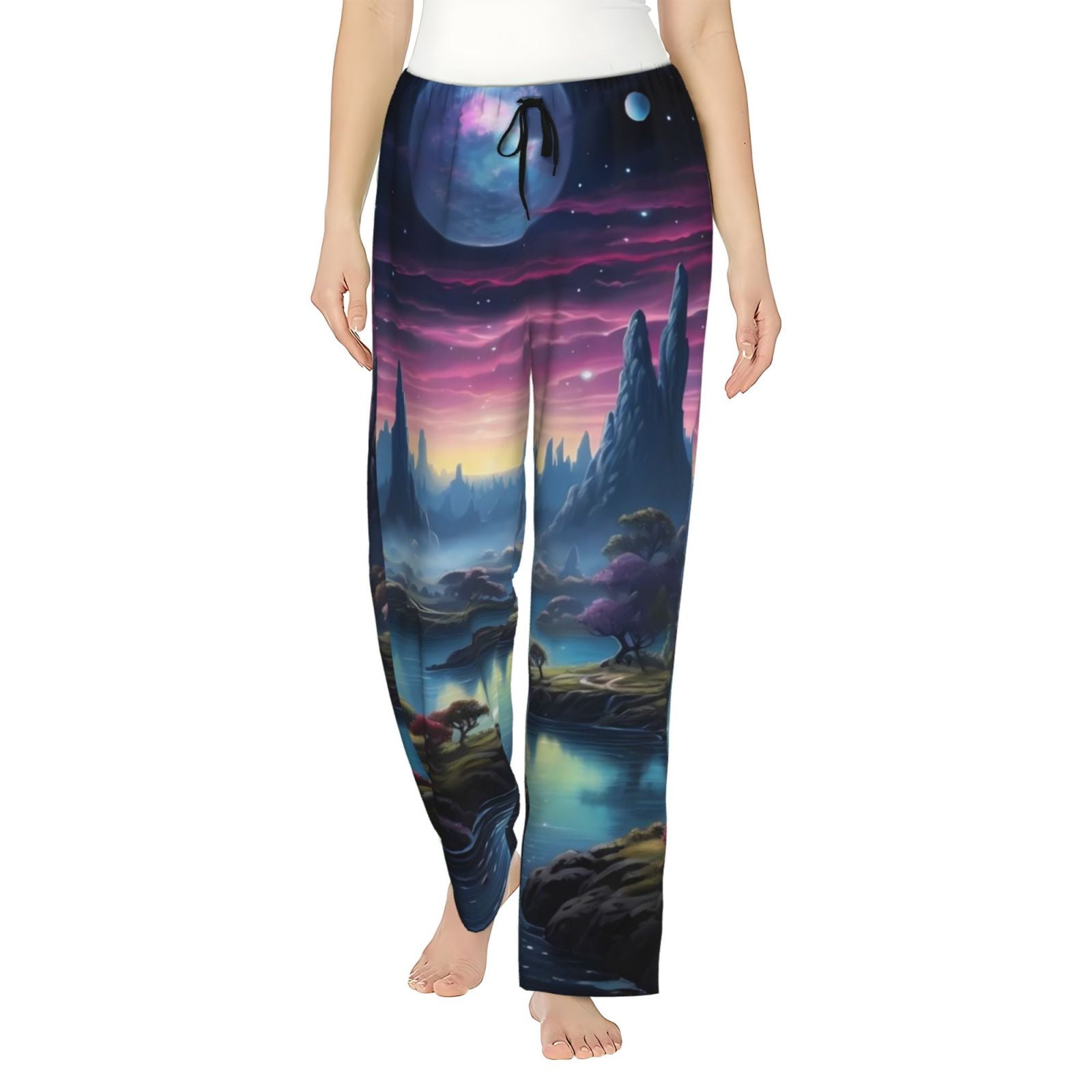Vsdgher Fantasy Landscape Starry Night Women’s Womens Pajama Pants ...