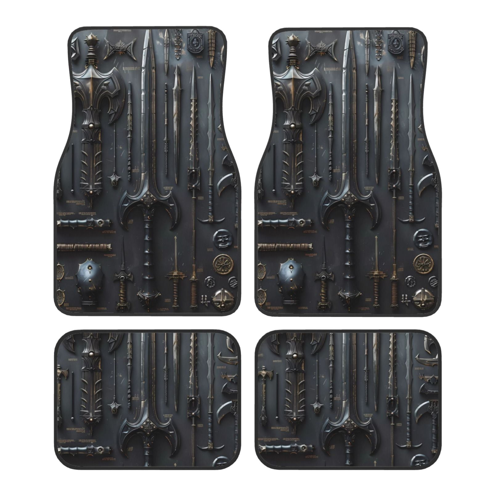 Vsdgher Fantasy Medieval Weaponry Car Foot Mat Set of 4 Pieces ...