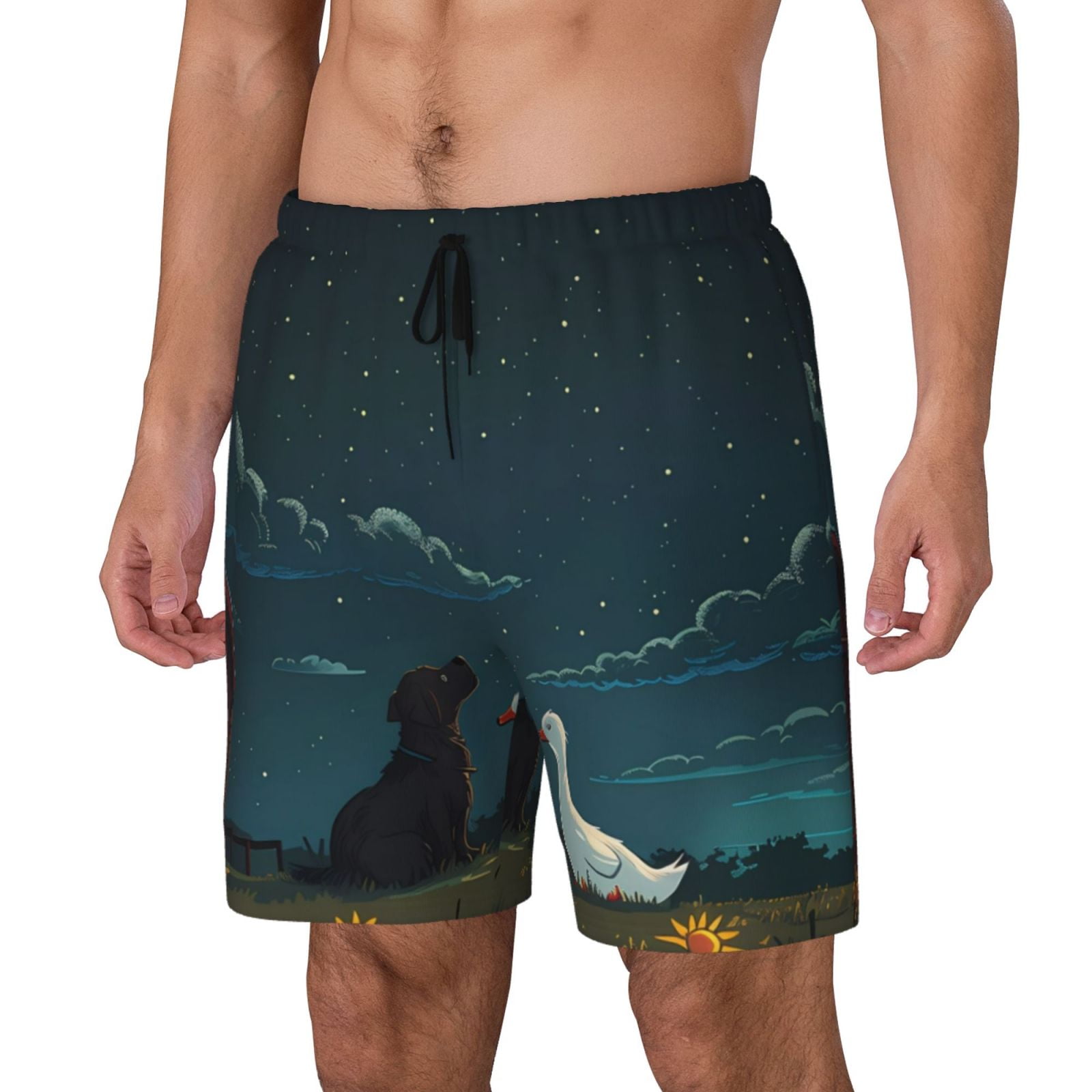 Vsdgher Farm Dog Duck Moonlight for Mens Swim Trunks with Compression ...